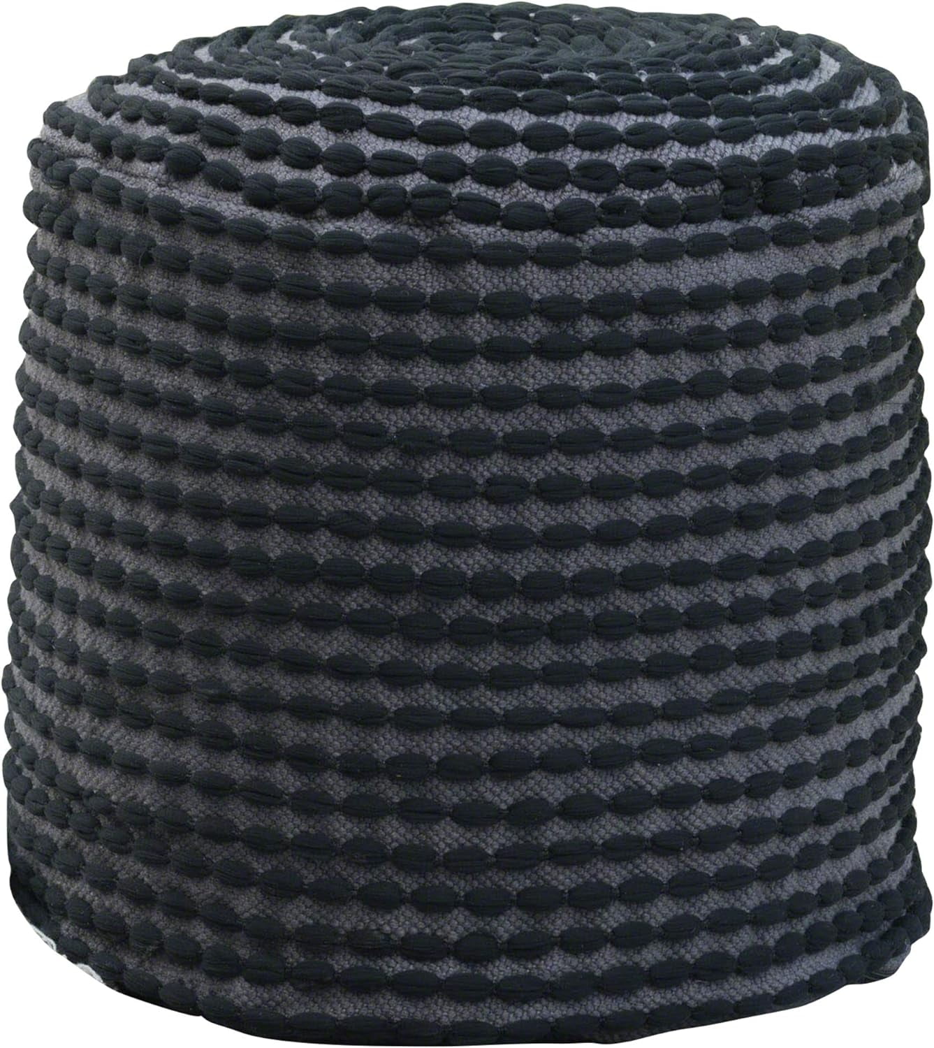 Outdoor Handcrafted Modern Water-Resistant Fabric Cylinder Pouf Ottoman ...