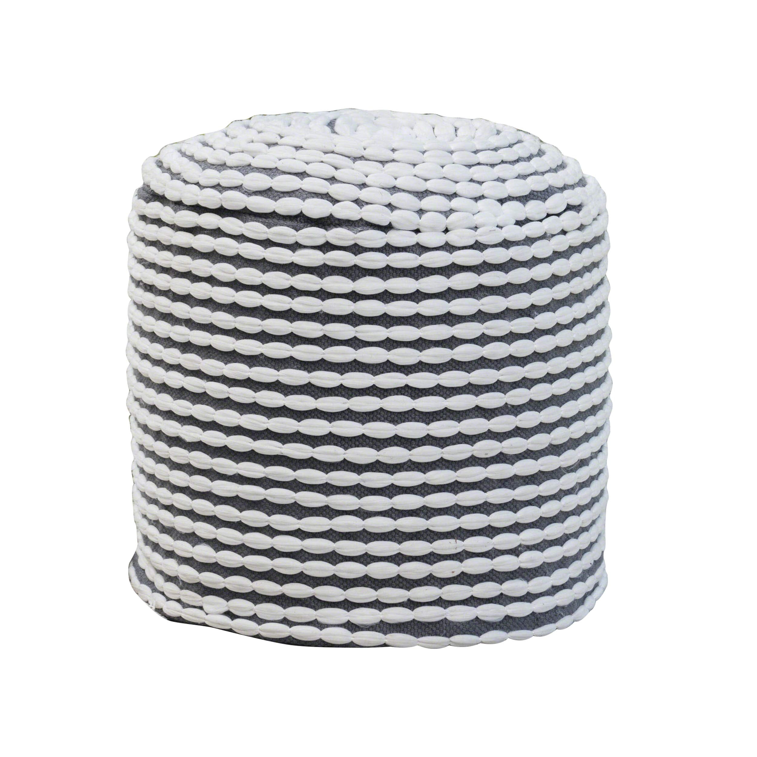 Outdoor Handcrafted Modern Water-Resistant Fabric Cylinder Pouf Ottoman ...