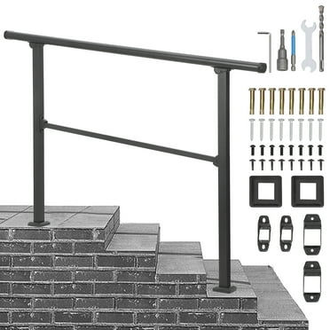 EasingRoom 4-Step Handrail for Outdoor Stairs, Wrought Iron Metal ...