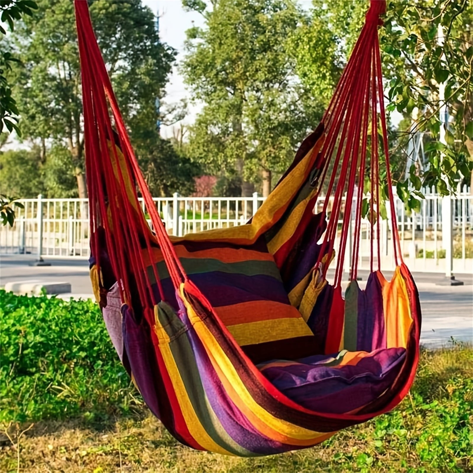 Outdoor Hanging Chair with Back Support - Heavy Duty Canvas Swing Chair ...