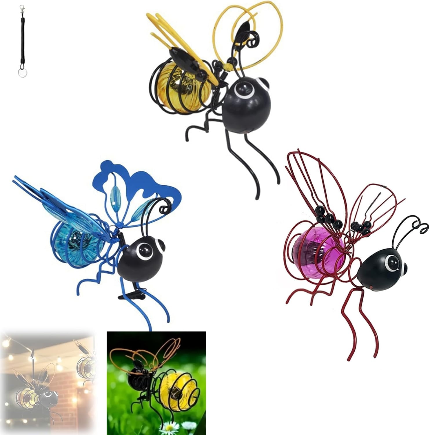 Outdoor Hanging Solar Bee Light, Creative Outdoor Hanging Solar Bee ...