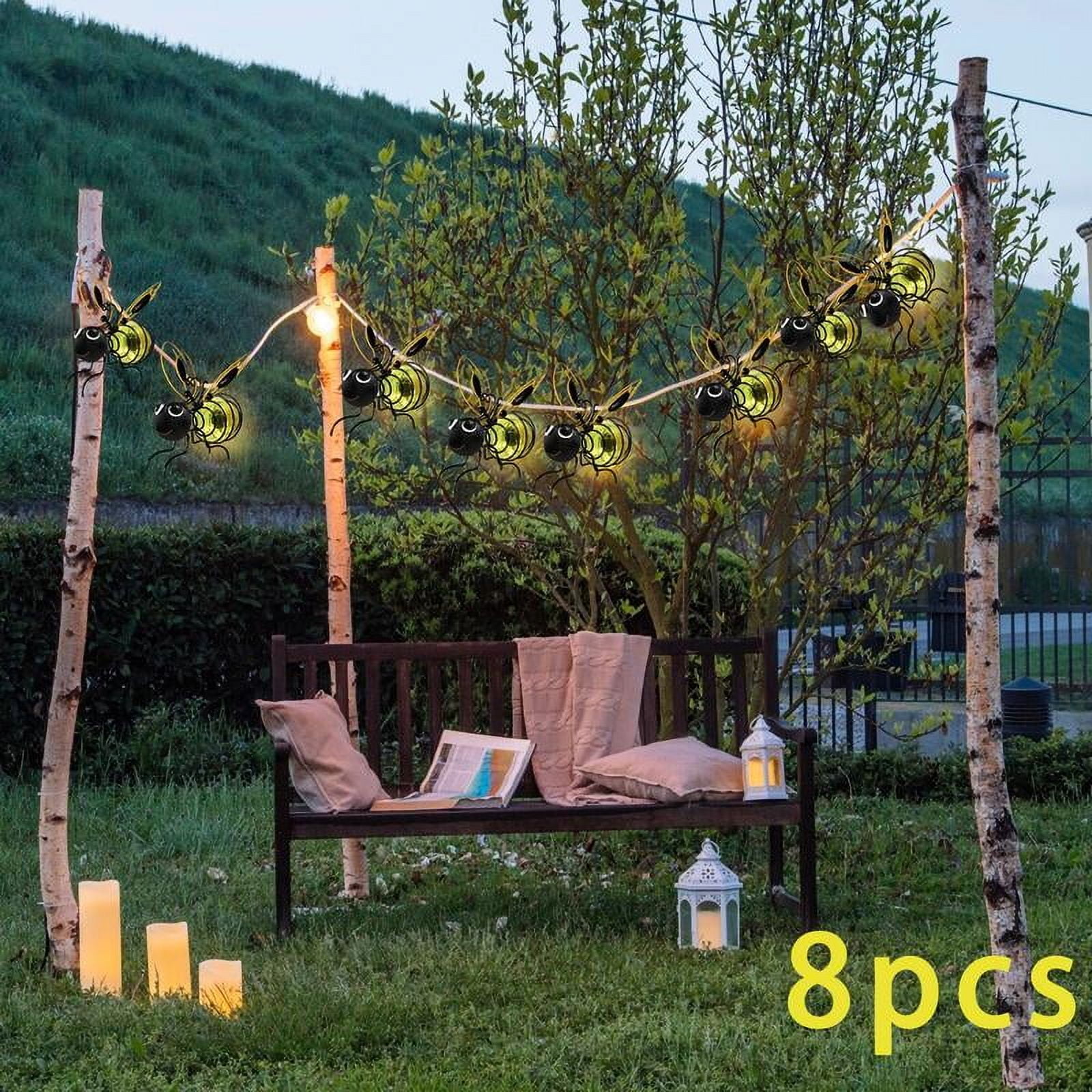Outdoor Hanging Solar Bee Light, Glowing Metal Bee with Hook and Spring ...