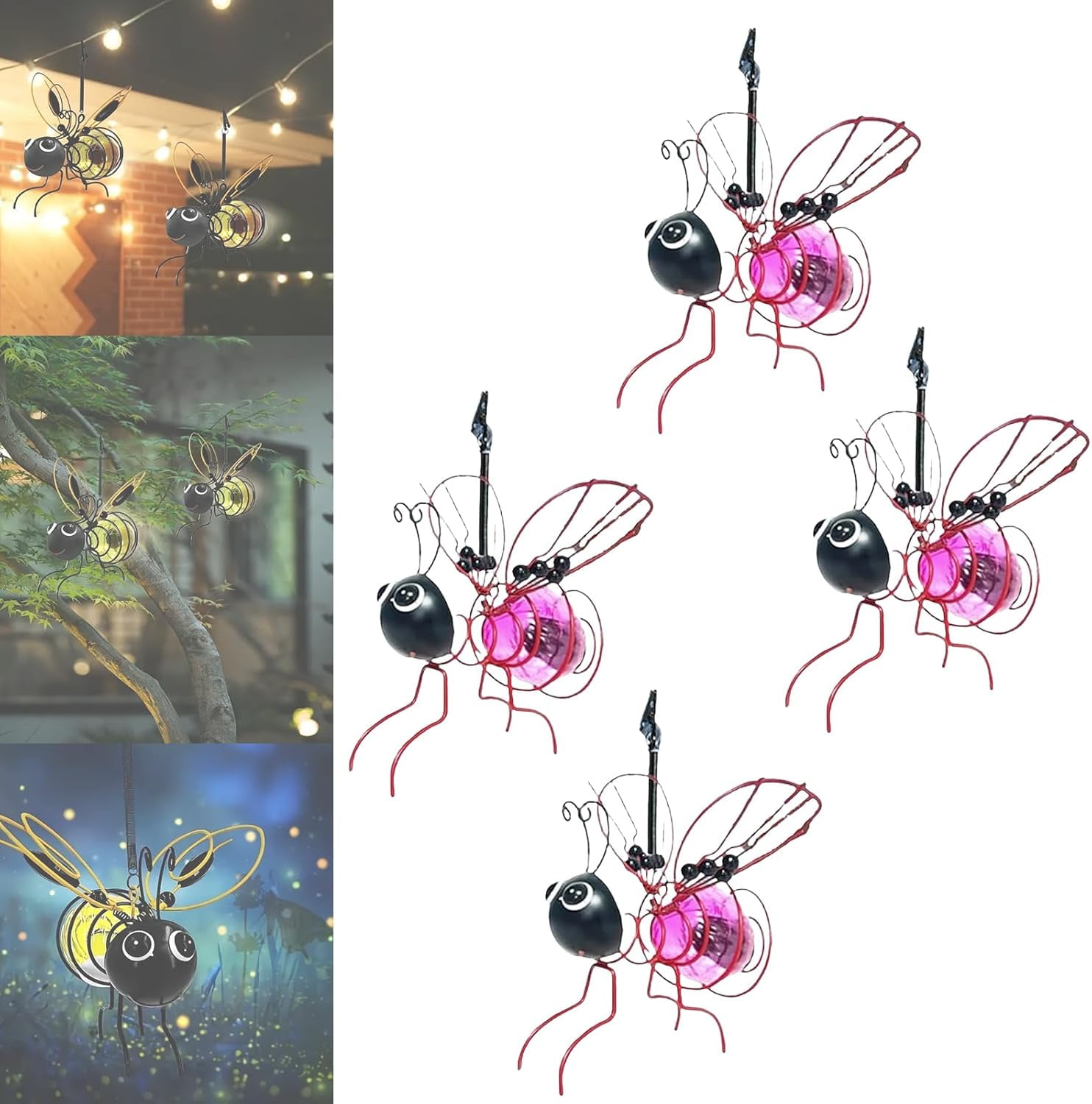 Outdoor Hanging Solar Bee Light, IP65 Waterproof Bee Solar Lights ...