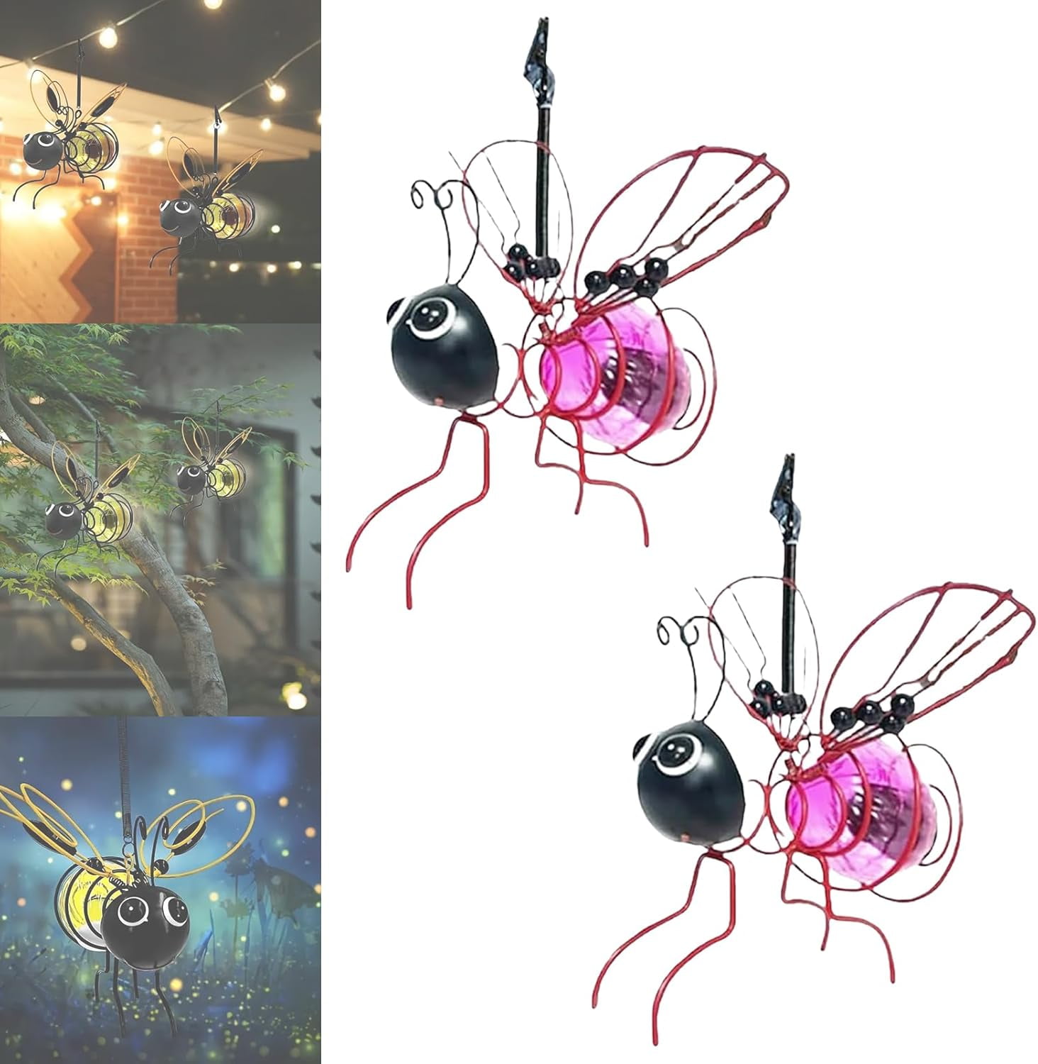 Outdoor Hanging Solar Bee Light, IP65 Waterproof Bee Solar Lights ...