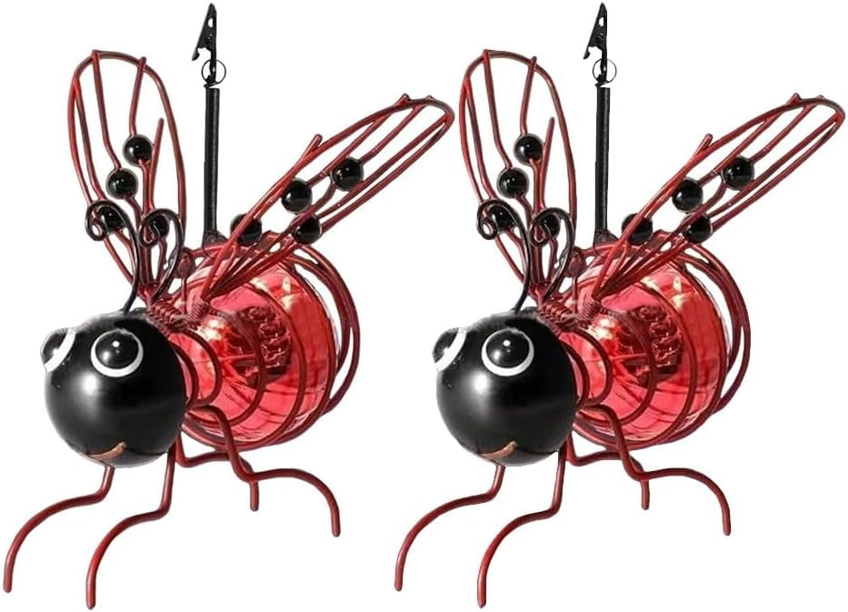 Outdoor Hanging Solar Bee Light,Metal LED Outside Bugs with Bouncy ...