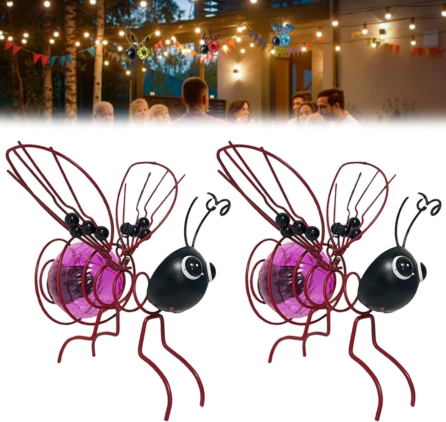 Outdoor Hanging Solar Bee Light, Metal Solar Garden Bees Lights Outdoor ...