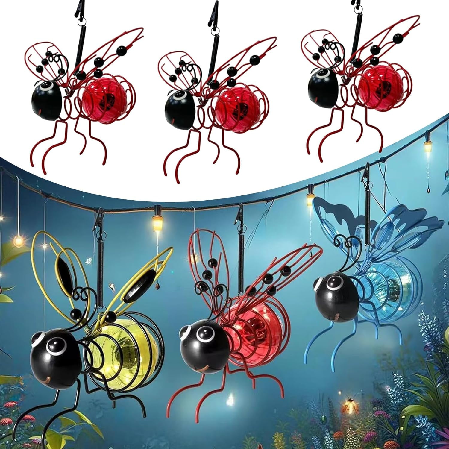 Outdoor Hanging Solar Bee Light, Solar Bee Lights Outdoor, Bee Solar Lights Outdoor Garden for ...