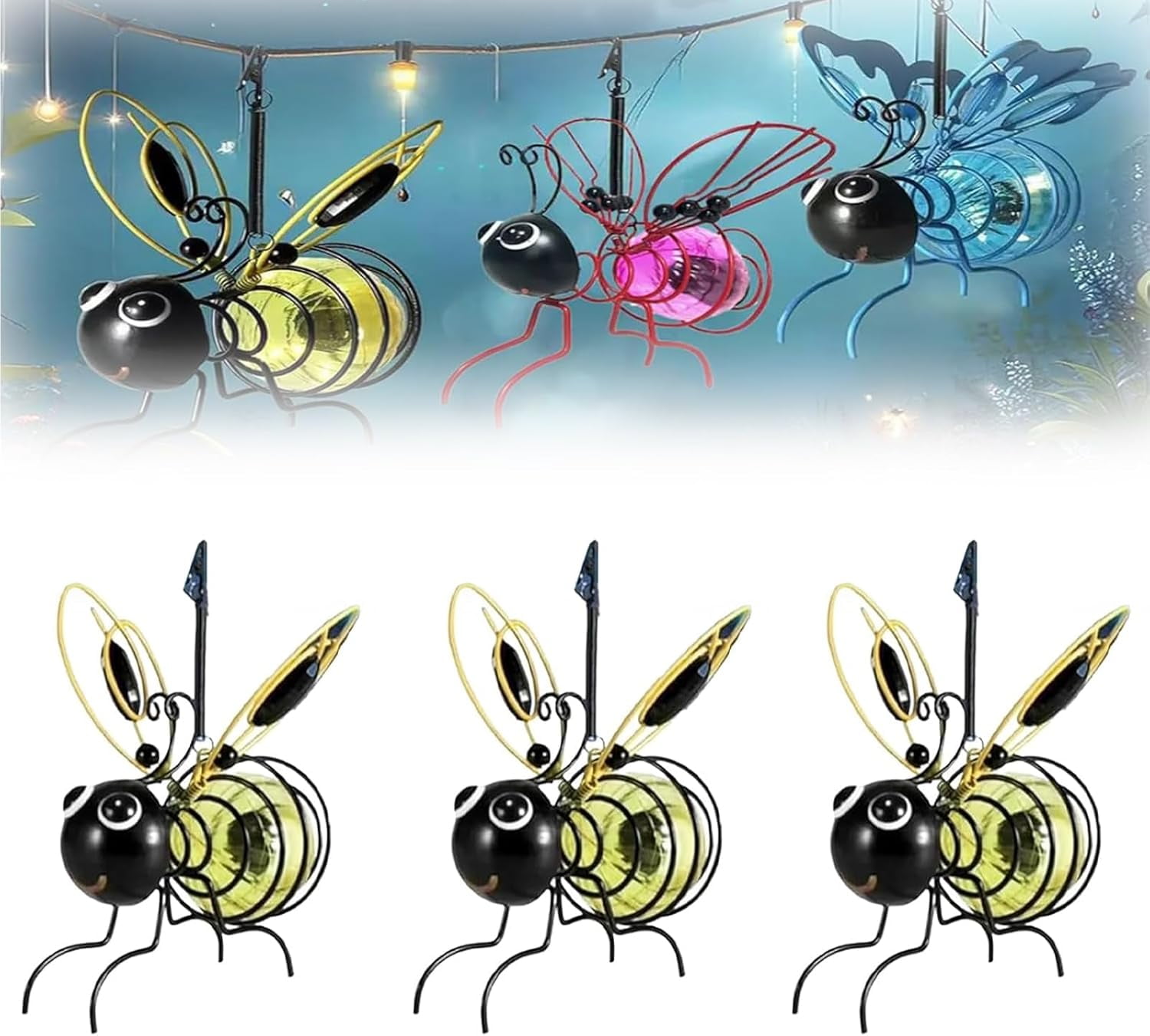 Outdoor Hanging Solar Bee Light,Solar Bees Lights Outdoor, 2025 New ...