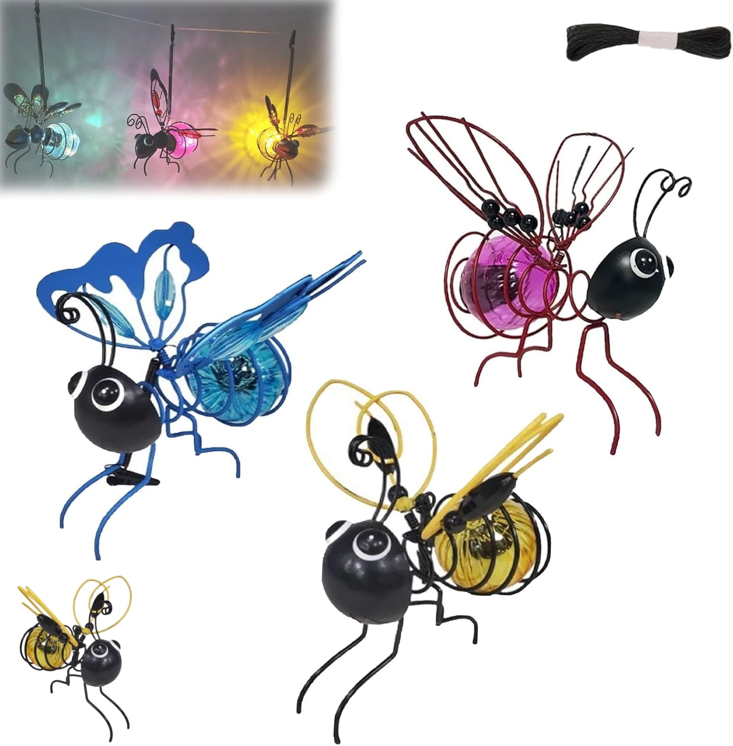 Outdoor Hanging Solar Bee Light, Solar Garden Bees, Solars Powered ...