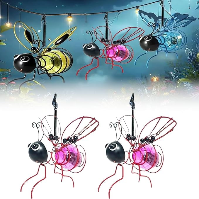 Outdoor Hanging Solar Bee Light,Waterproof Solar Insect Lights for ...