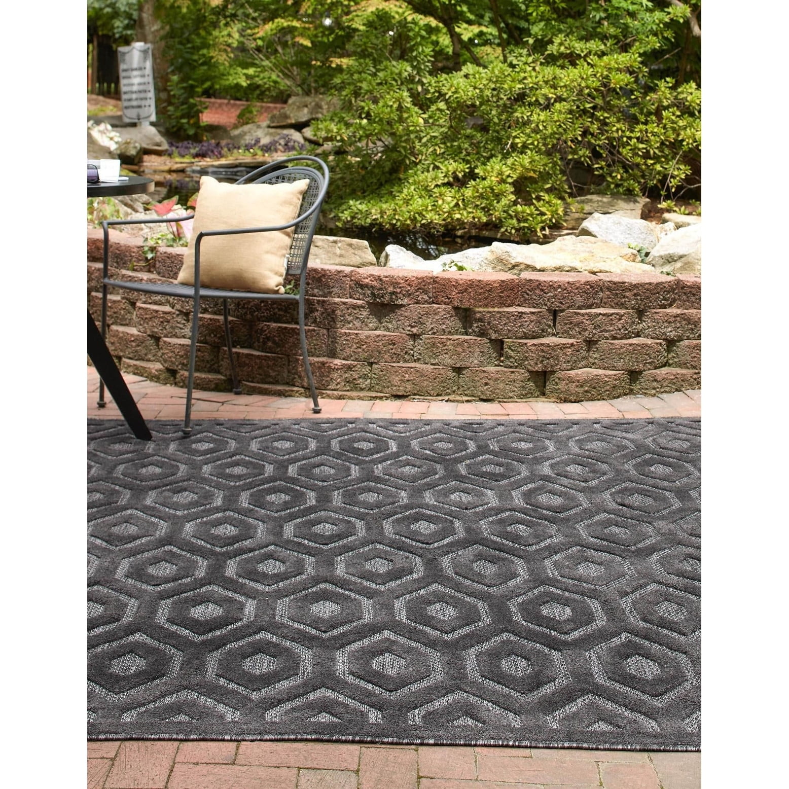 Outdoor Haversham Collection Area Rug Charcoal - 7'10" Square - Walmart ...