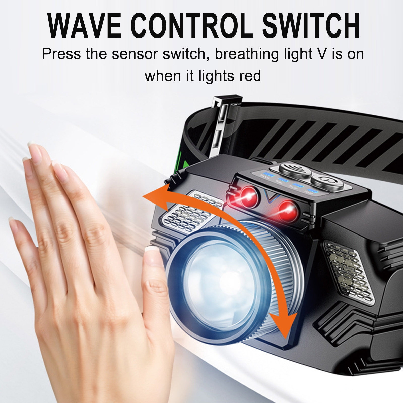 Outdoor Headlight, Super Bright LED, Telescopic Adjustable Light, USB-C ...