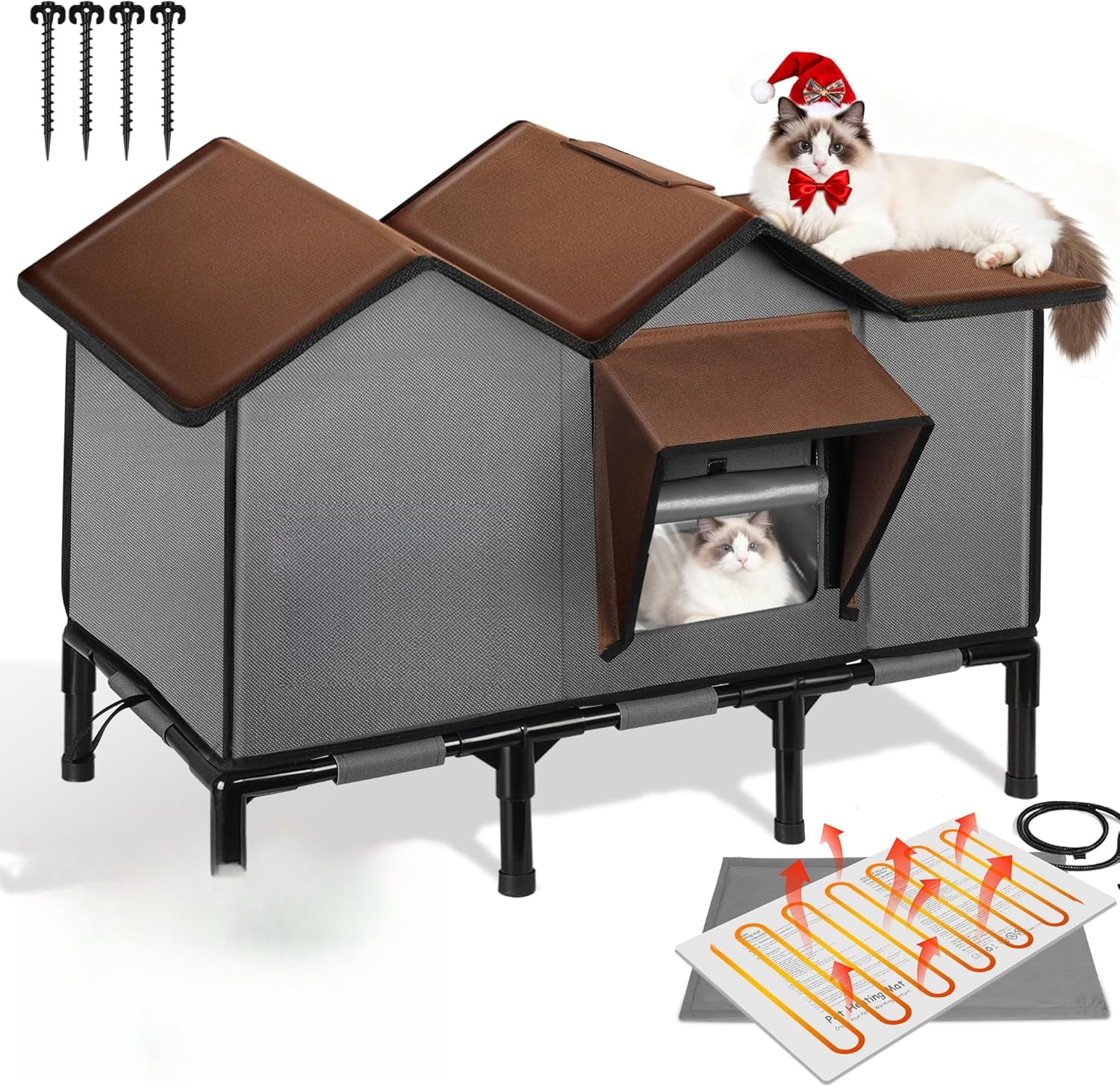 Outdoor Heated Cat House for Outside: Winter Insulated Weatherproof 30 ...