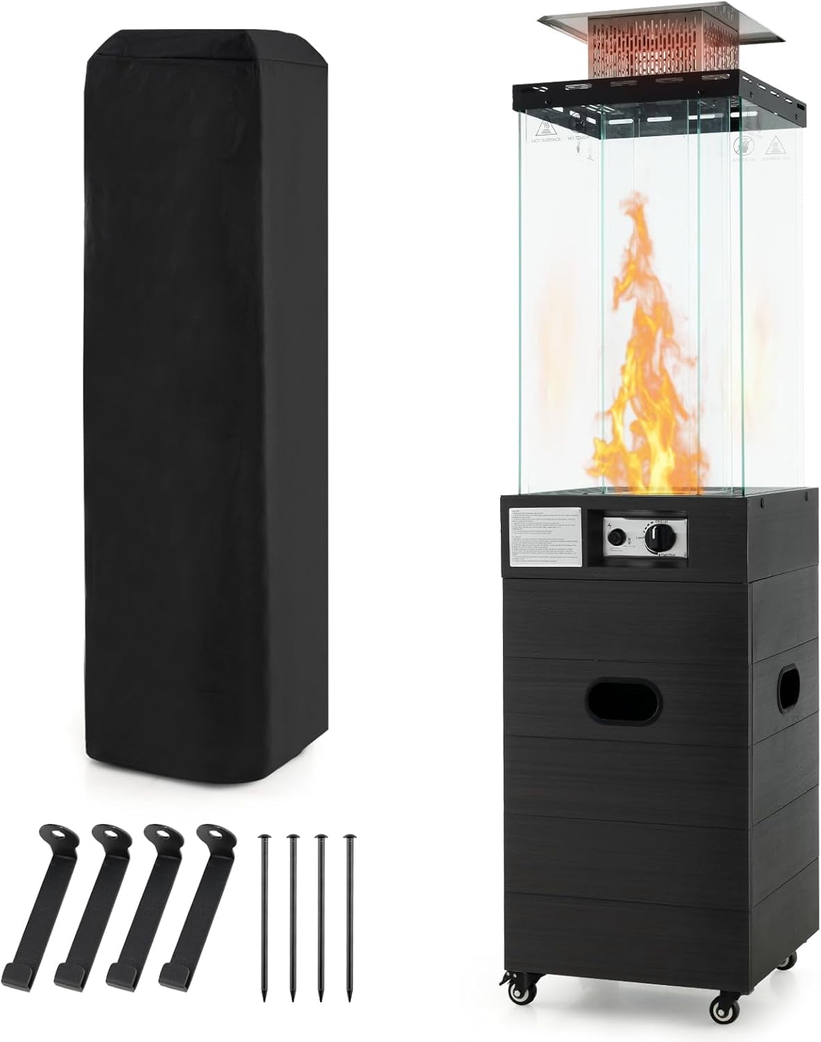 Outdoor Heater, 40,000 BTU Square Patio Propane Heater with Tempered ...