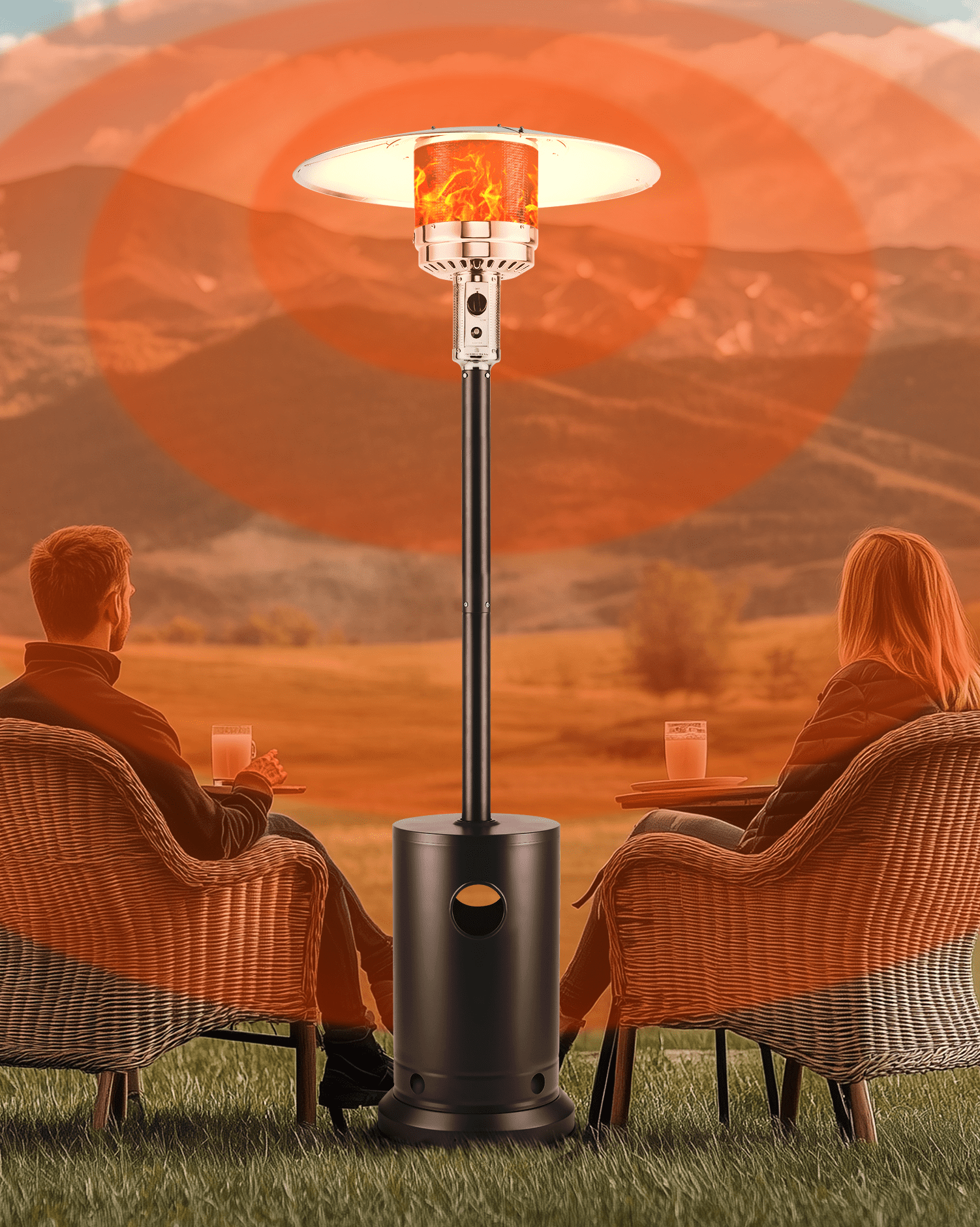 48,000 BTU Patio Propane Heater, Heavy Duty Outdoor Heater with Wheels ...