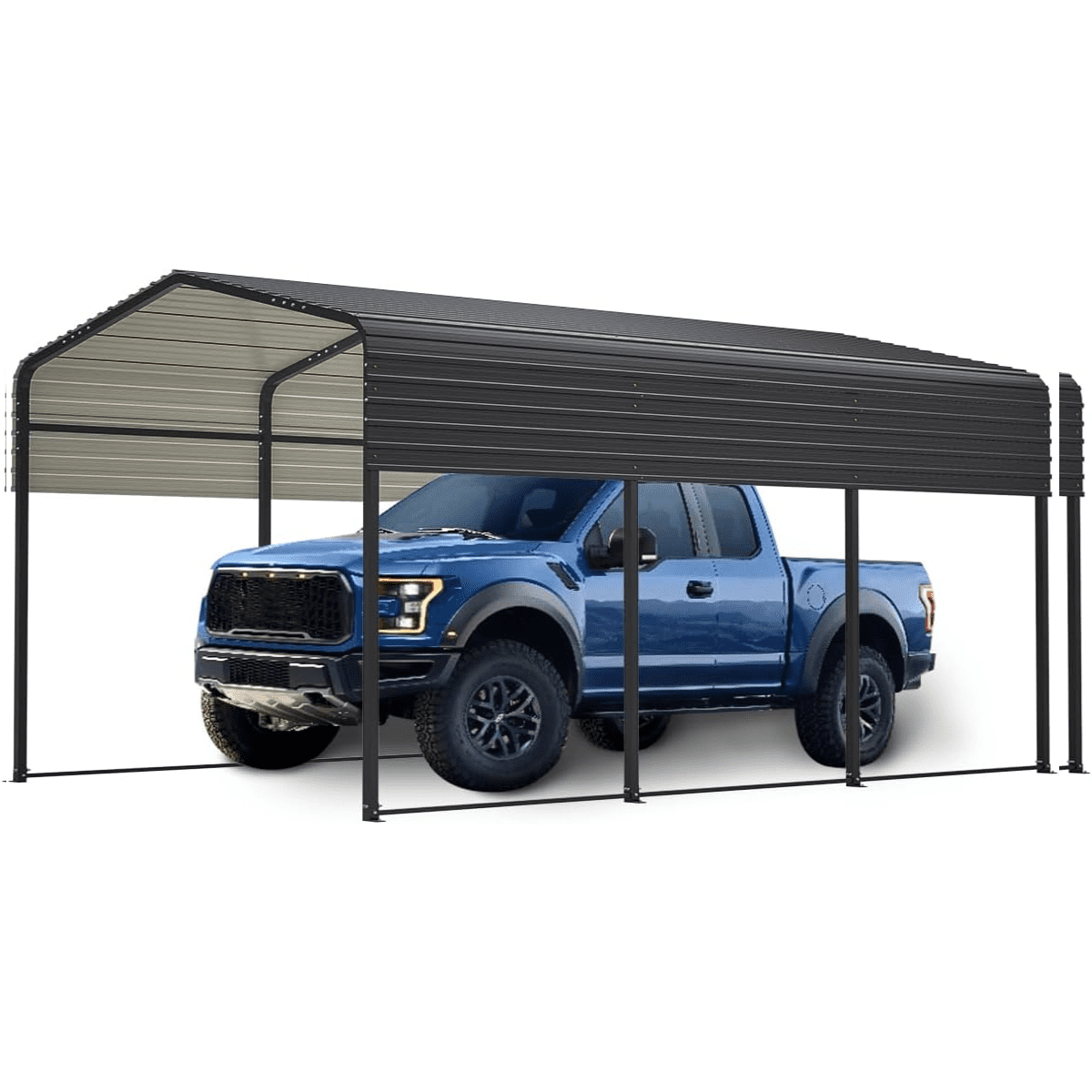 Outdoor Heavy-Duty Metal Carport with Galvanized Steel Roof & Heavy ...