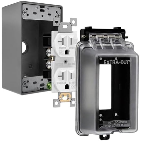 Outdoor Heavy-Duty Outlet Kit, 20A Tamper & Weather-Resistant Duplex ...