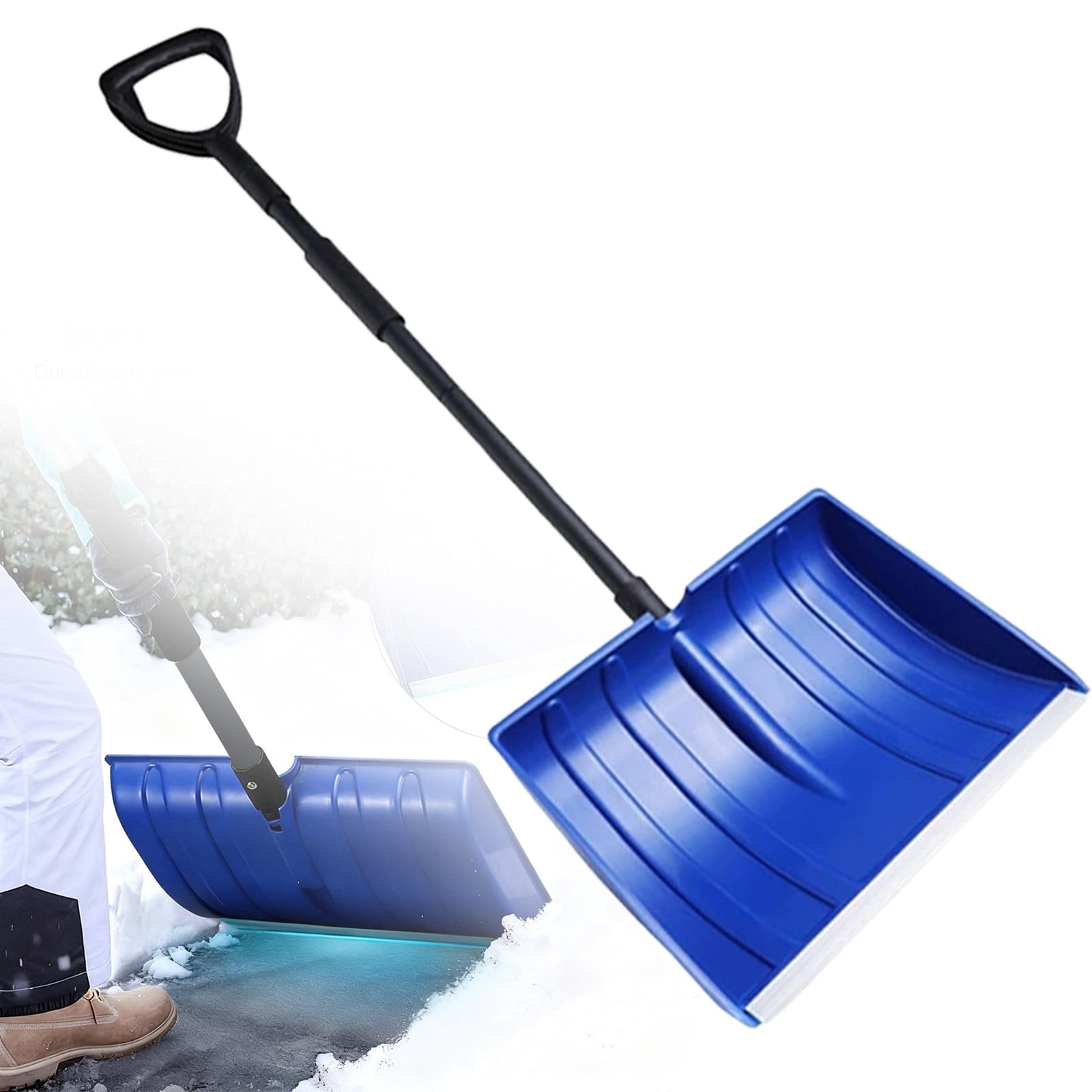 Outdoor Heavy Snow Removal Shovel with Auxiliary Handle, Wide Ergonomic ...