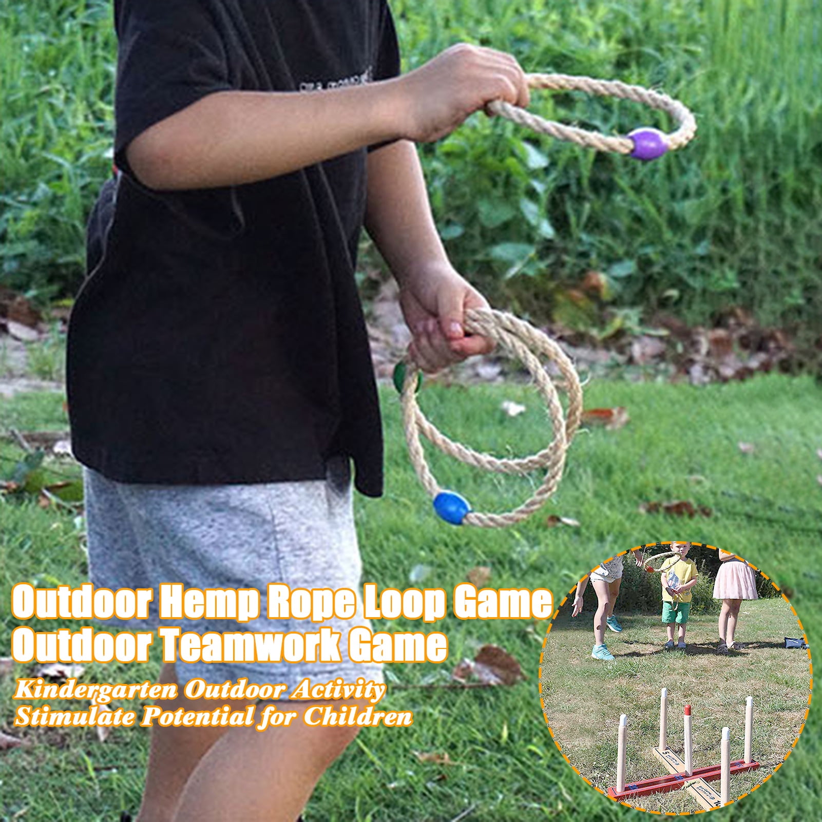 Outdoor Hemp Rope Ring Toss Set Stimulate Potential Teamwork Spirit ...