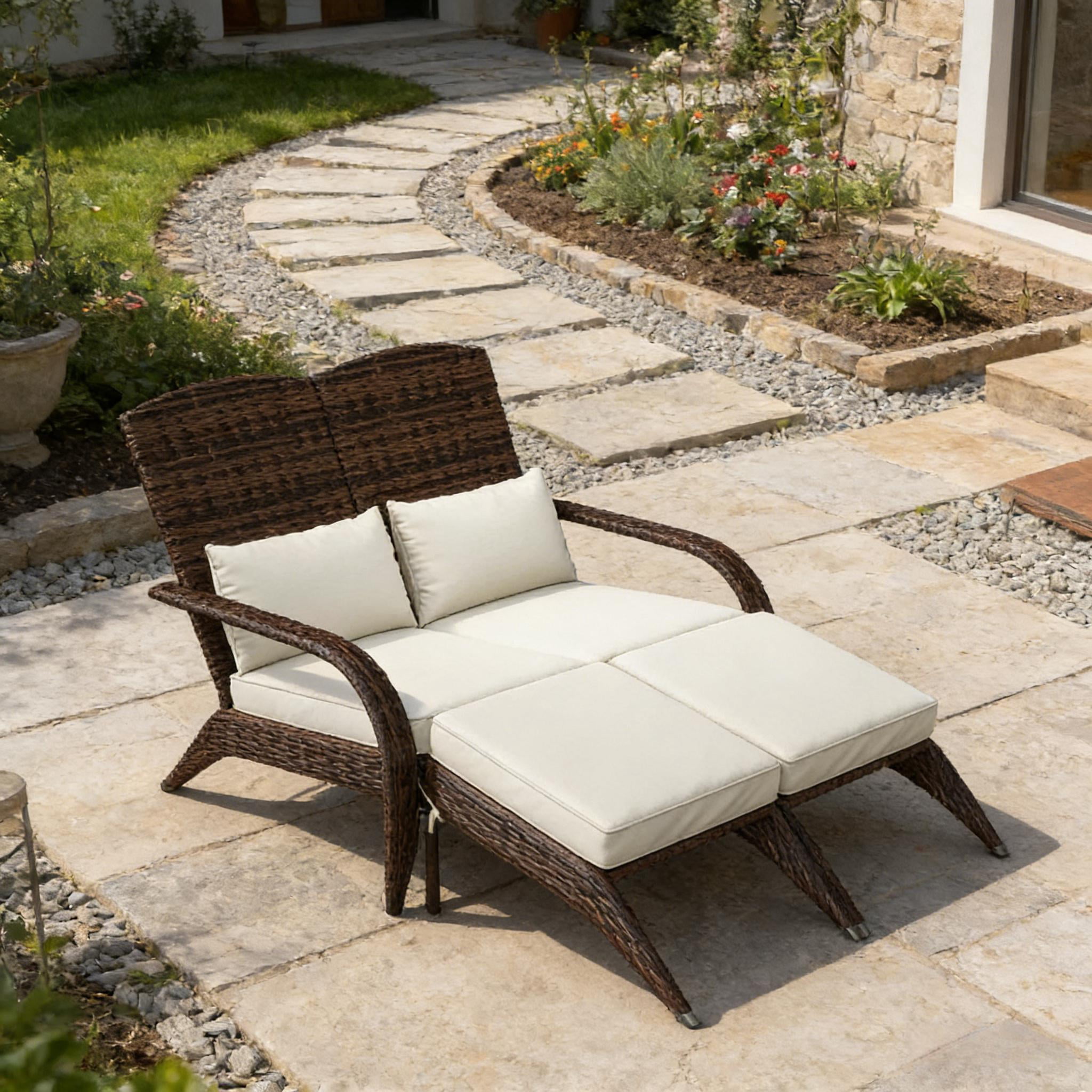 Outdoor High-Back Chair,Garden Wicker Chair,2 Person Fire Pit Chair ...
