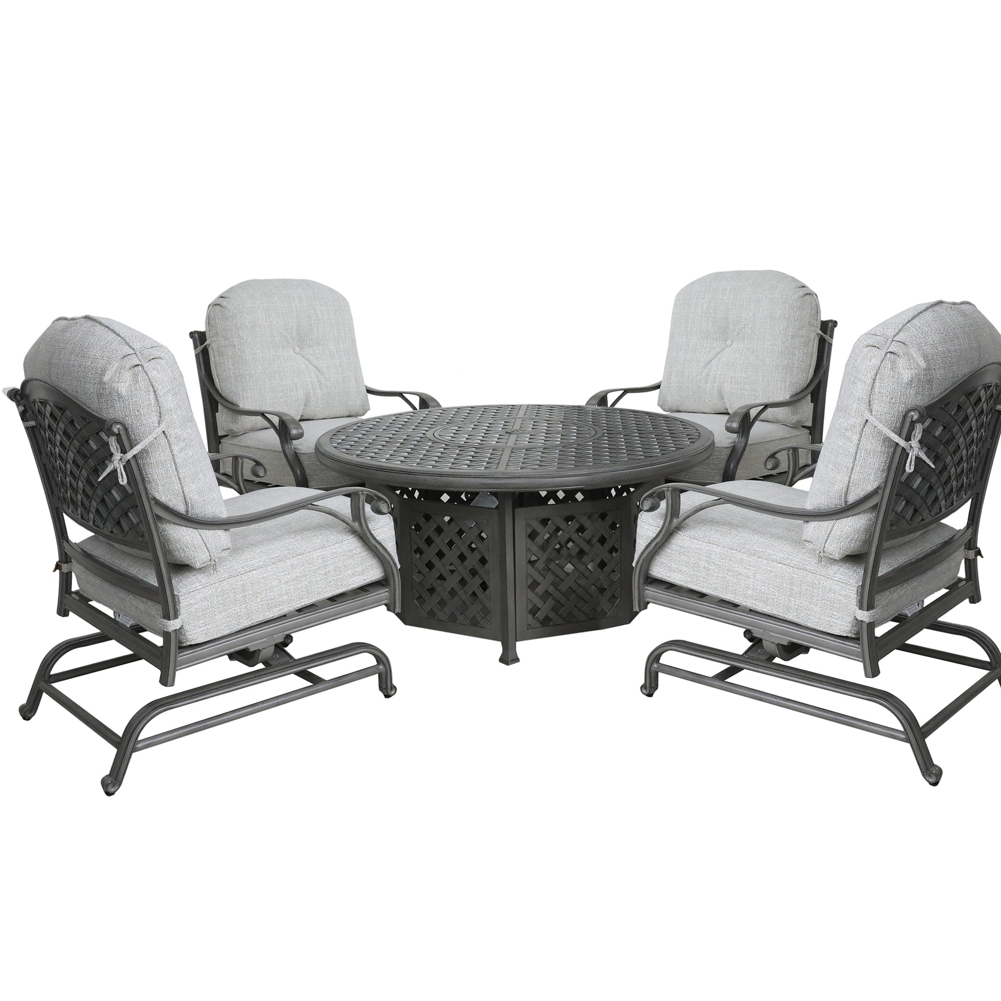 Outdoor High Fire Pit With Aluminum Seating And Cushions - Long-lasting ...