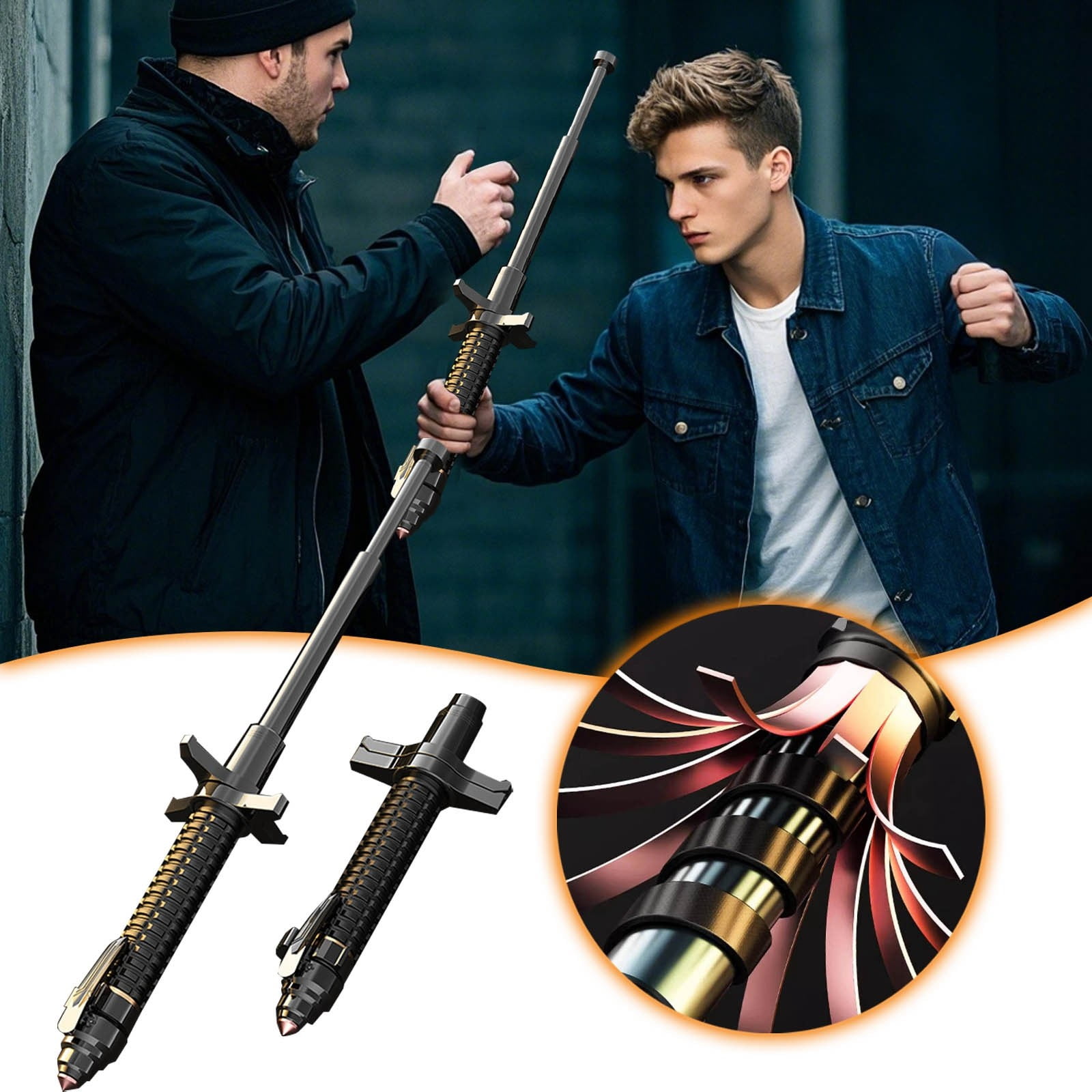 Outdoor Hiking Stick Mechanical Swing Stick Outdoor Folding Functional ...