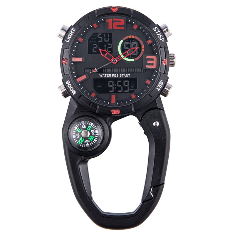 Outdoor Hiking Watch With Compass, Multi-function Carabiner Sports ...