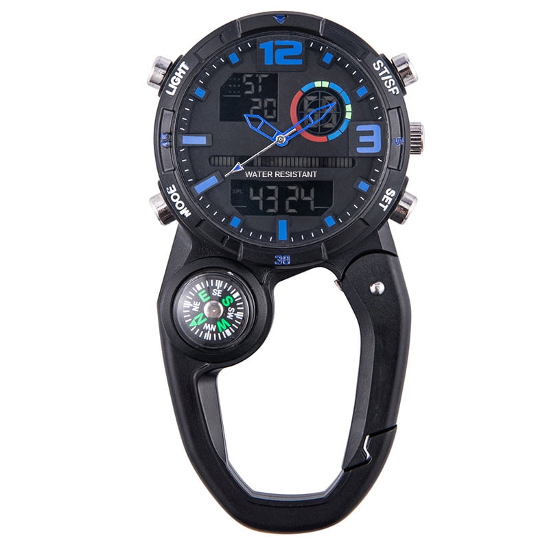 Outdoor Hiking Watch With Compass, Multi-function Carabiner Sports ...