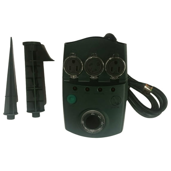 Outdoor Holiday Christmas Light Controller with Timer, Outlets, & 4 ...