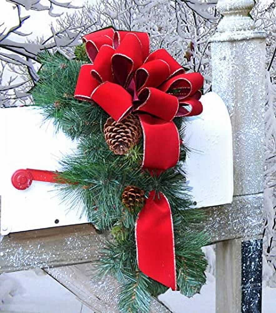 Outdoor Holiday Mailbox Swag with Bow CR1022 Decorations-Pine - Walmart.com