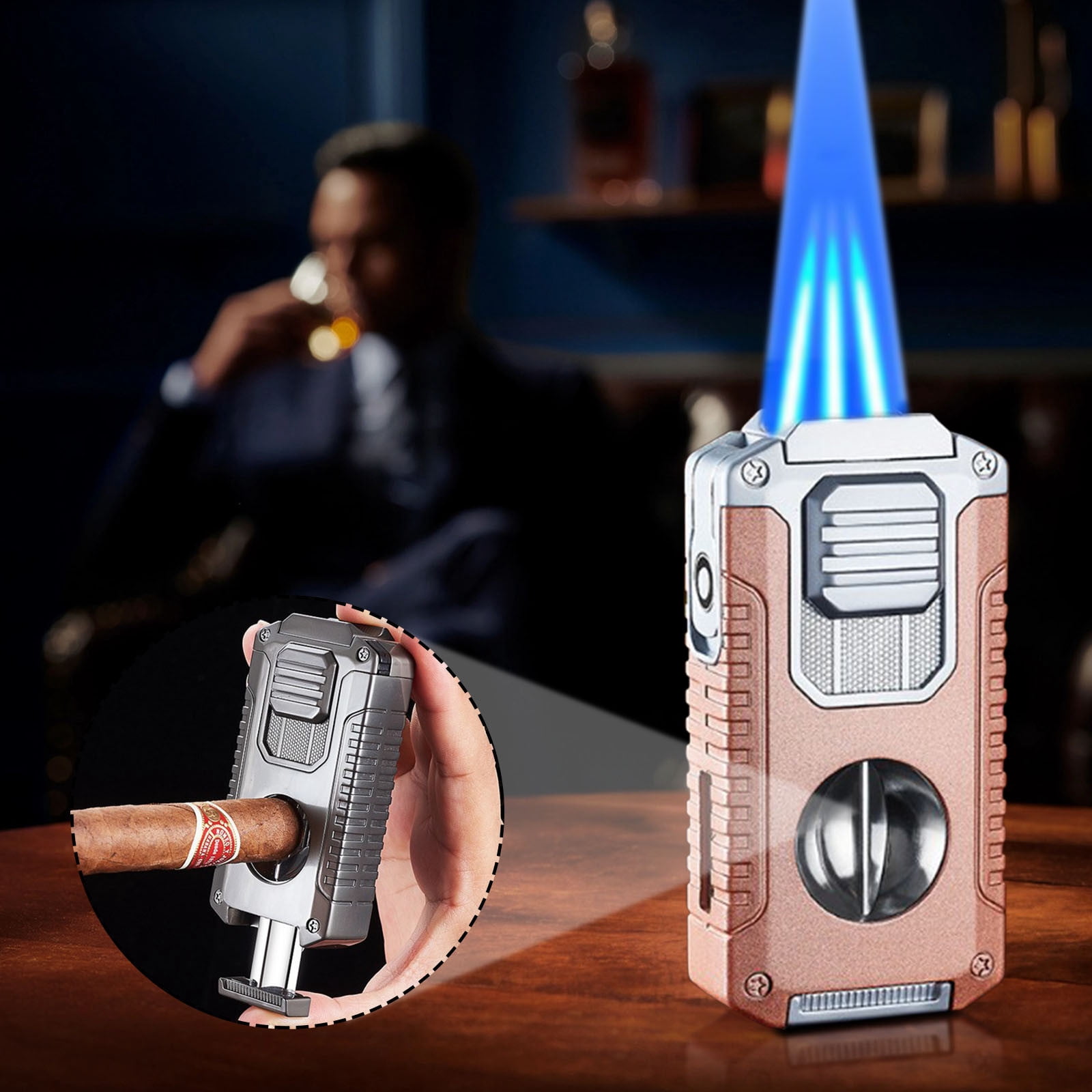 Outdoor Home Portable Multi-Function 3 Flame Lighter | Windproof Butane ...