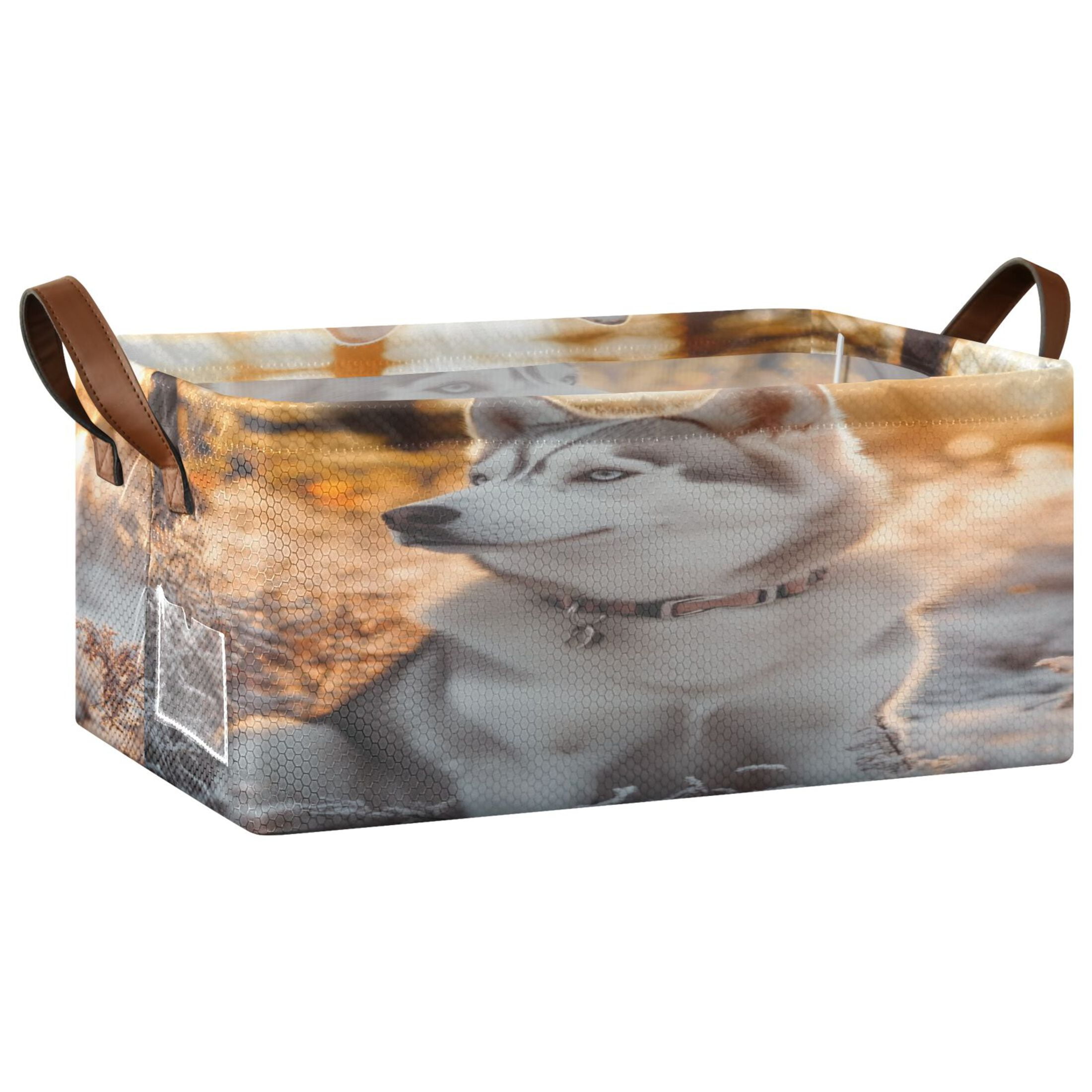 Outdoor Husky Dog Storage Basket Soccer Plaid Fabric Hoard Box ...