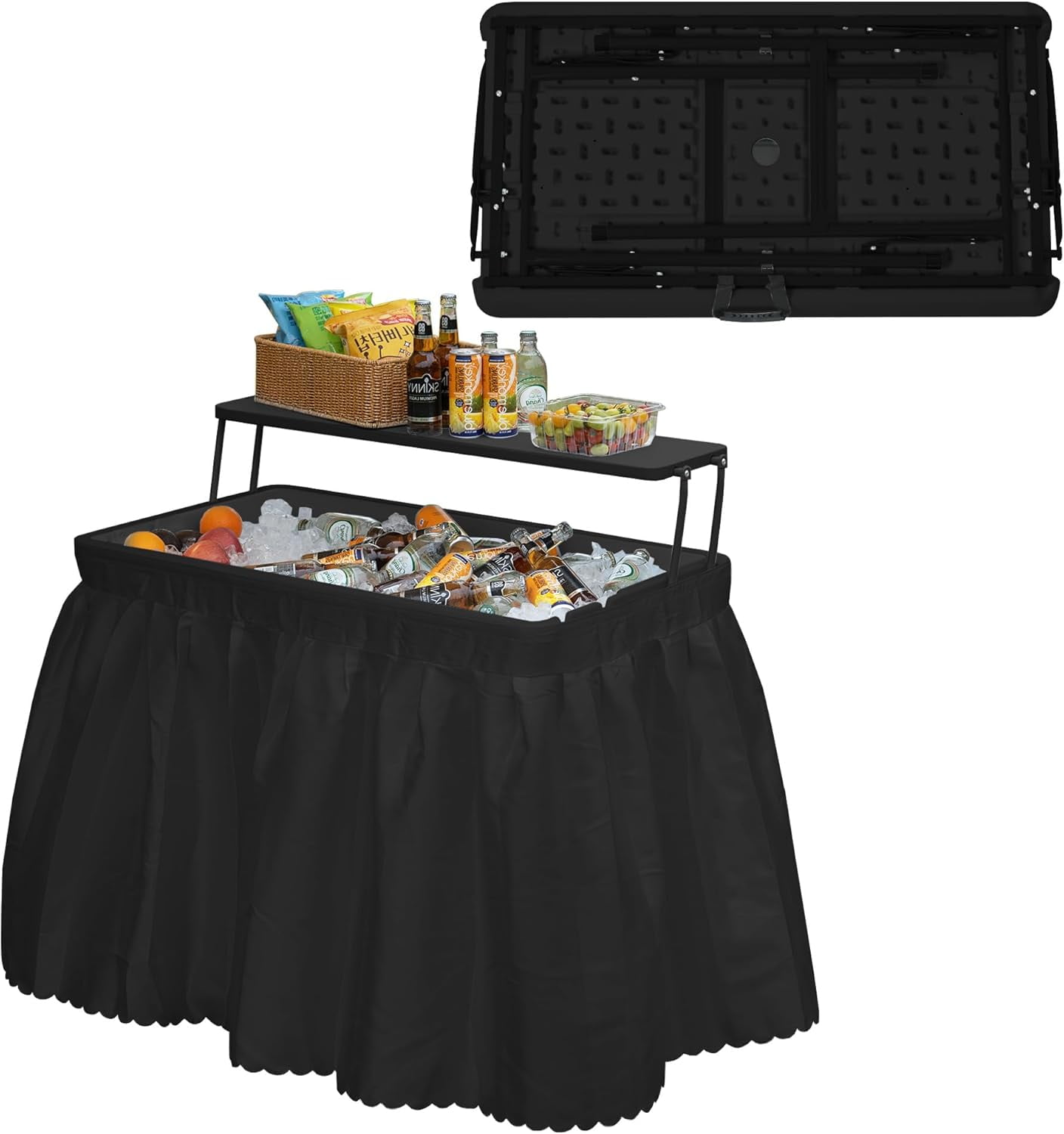 Outdoor Ice Cooler Folding Table, Portable Cooler Table with Removable ...