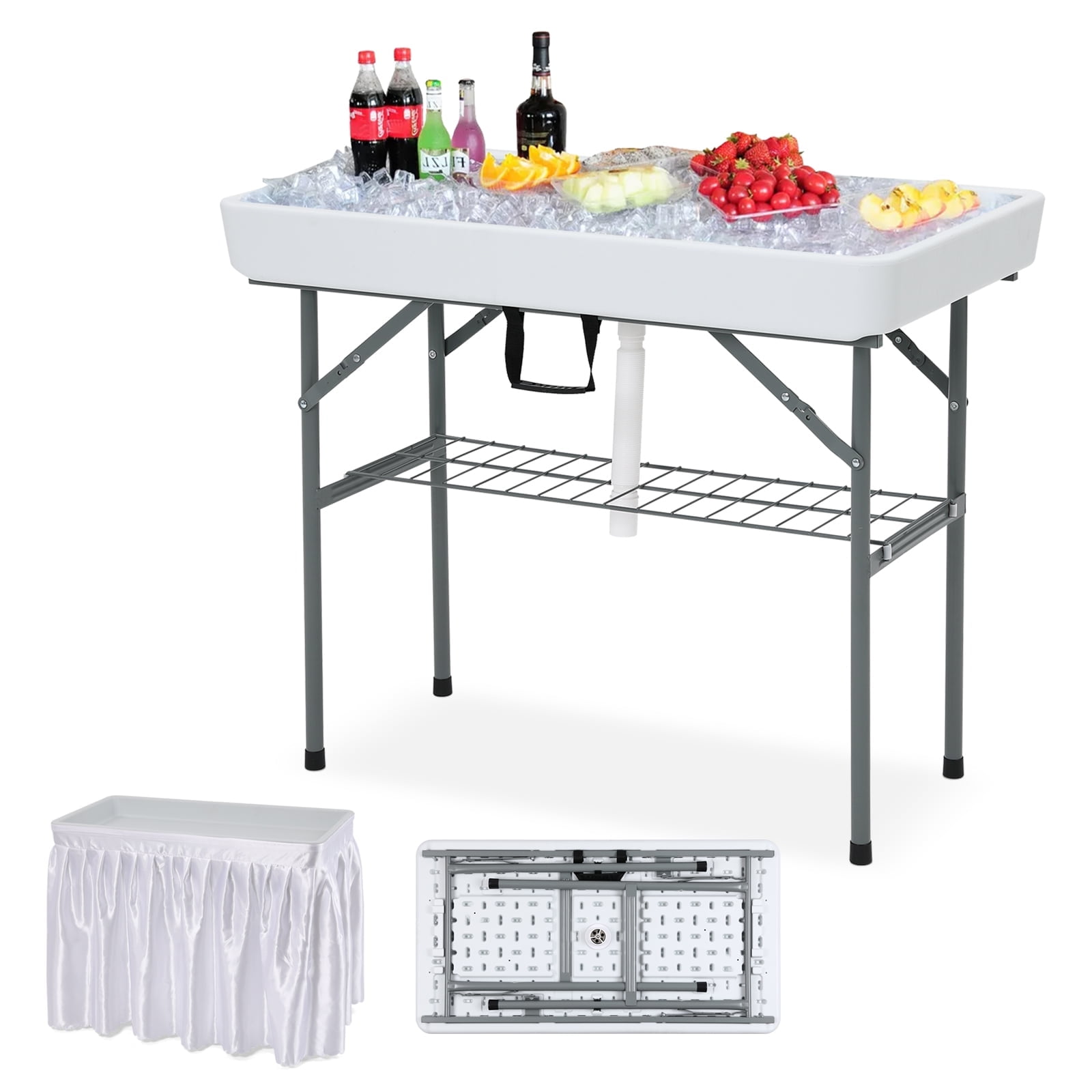 Outdoor Ice Table with Drain - Folding Ice Cooler Table Ice Tables with ...