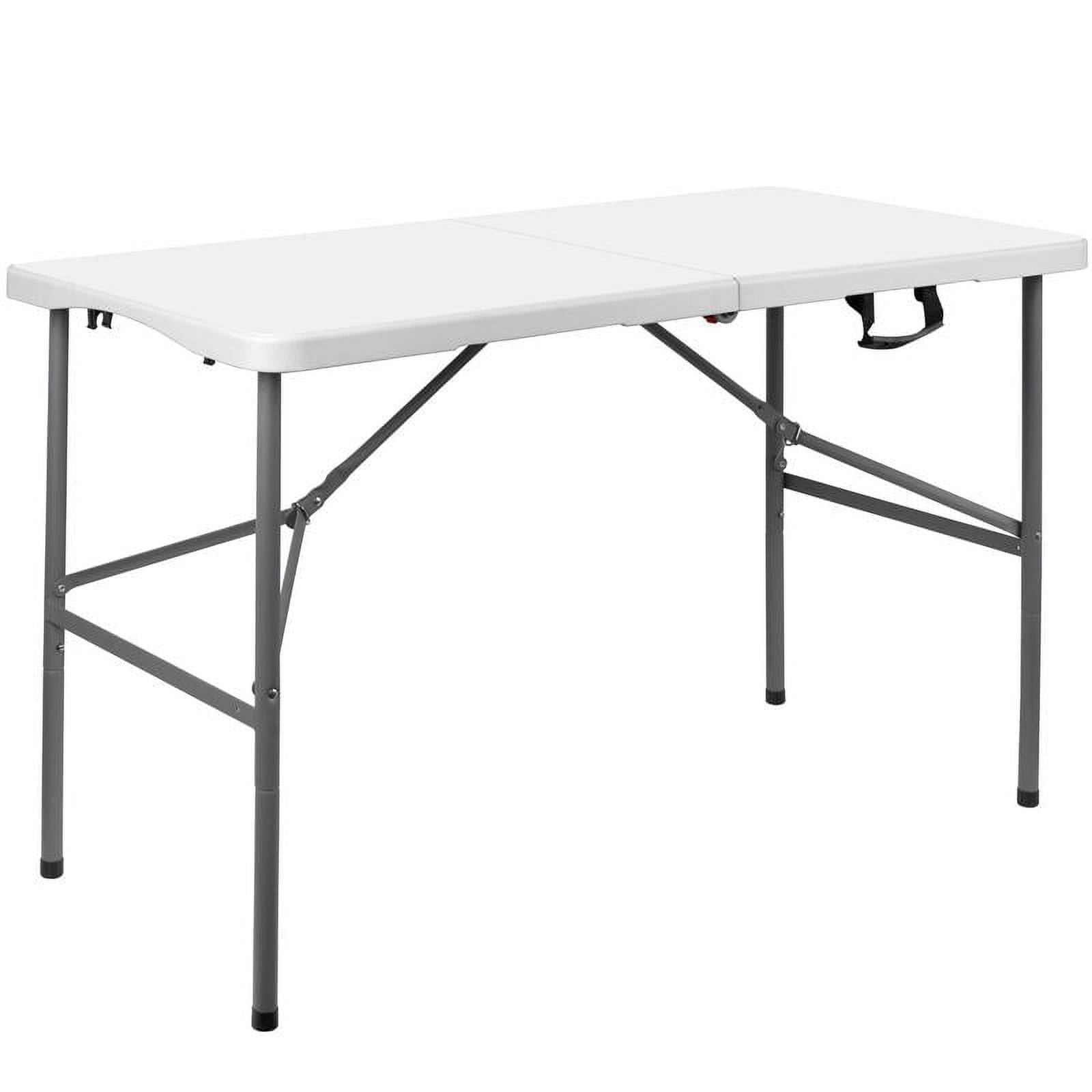 Outdoor Indoor 4FT Plastic Folding Table, Fold in Half with Handle and ...