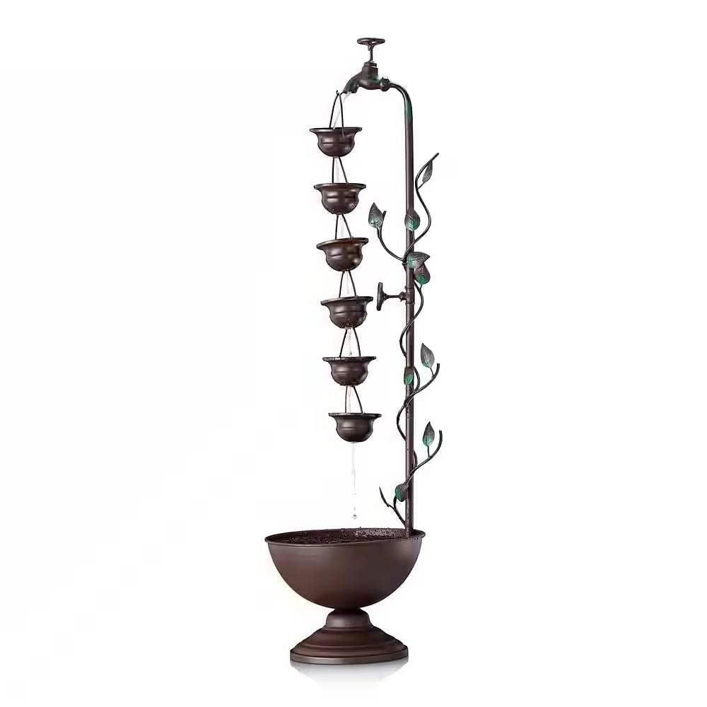 Outdoor Indoor 6-Tier Hanging Cups Water Fountain in Bronze Finish ...