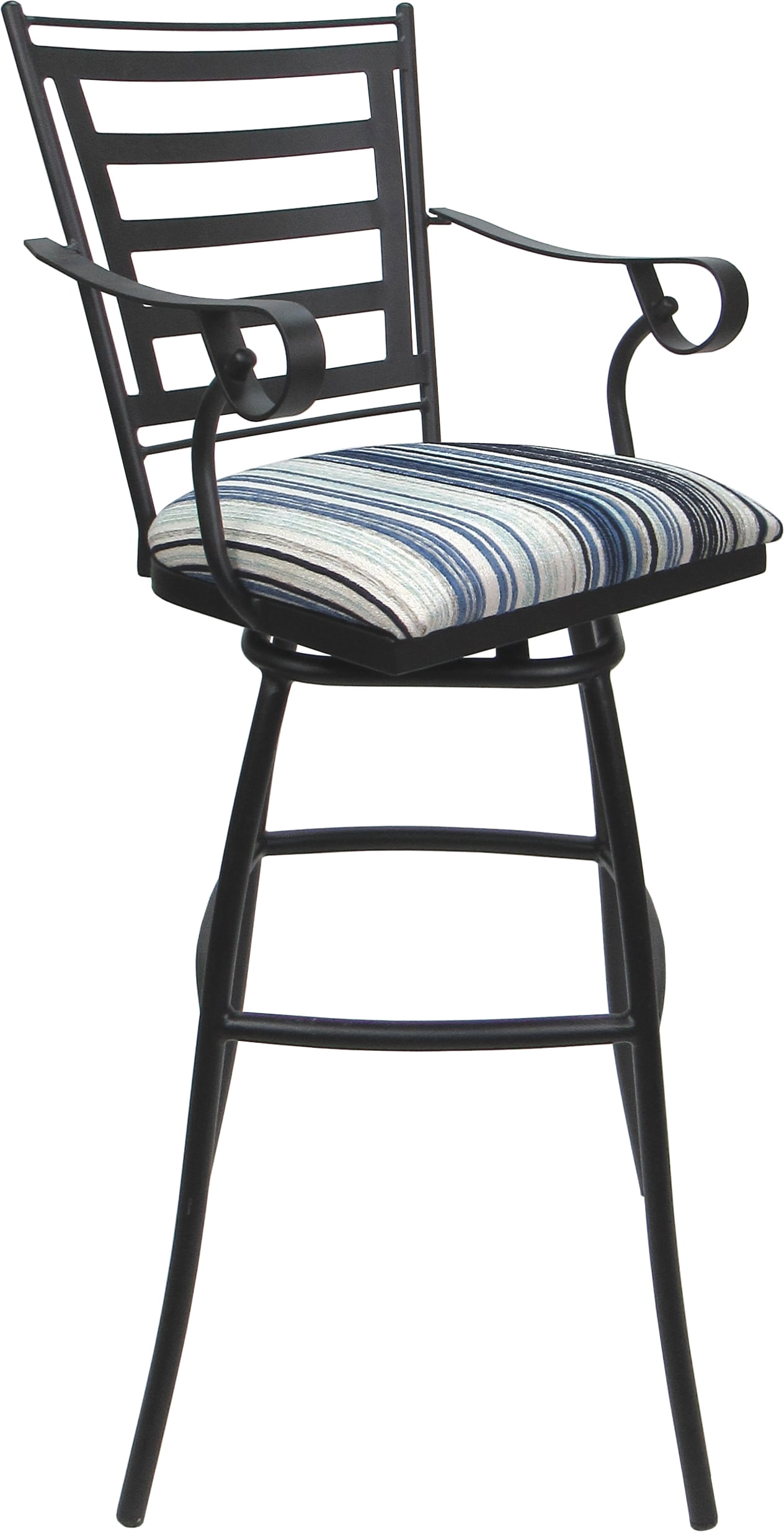 Aluminum Outdoor Indoor Bar Stool 30" Seat-Jenna Arms-Drift Blue Fabric ...