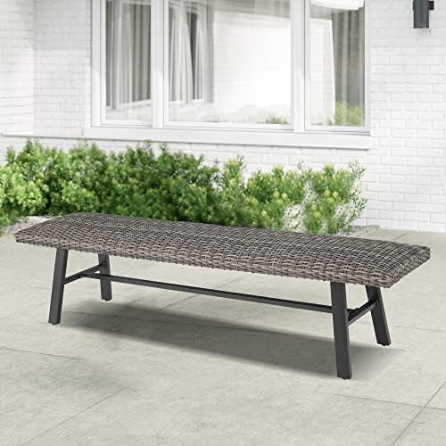 Outdoor/Indoor Bench, Outdoor Dining Bench, All Weather Wicker Patio ...