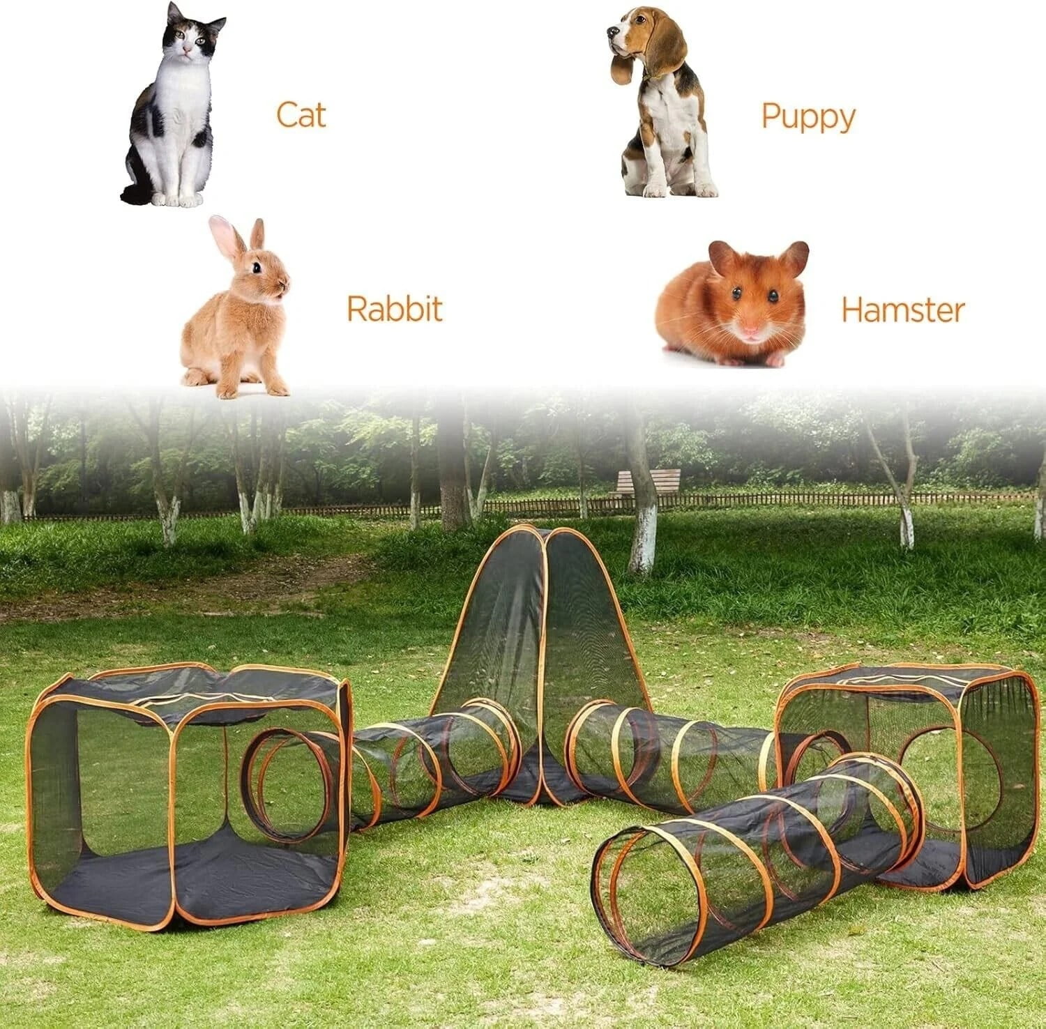Outdoor Indoor Cat Enclosure Playpen, 6 in 1 Portable Foldable Pop Up ...
