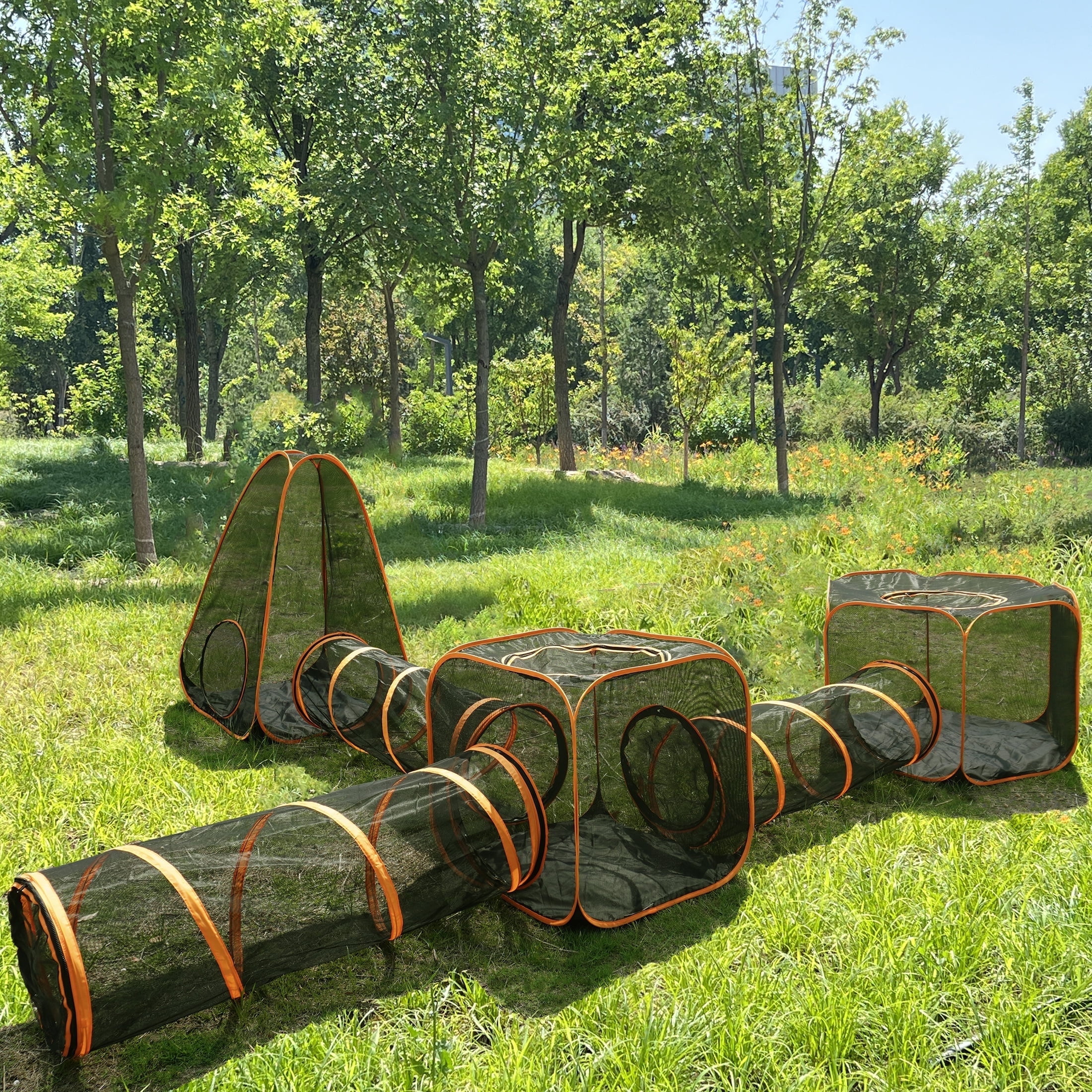 Outdoor Indoor Cat Enclosure Playpen, 6 in 1 Portable Foldable Pop Up ...