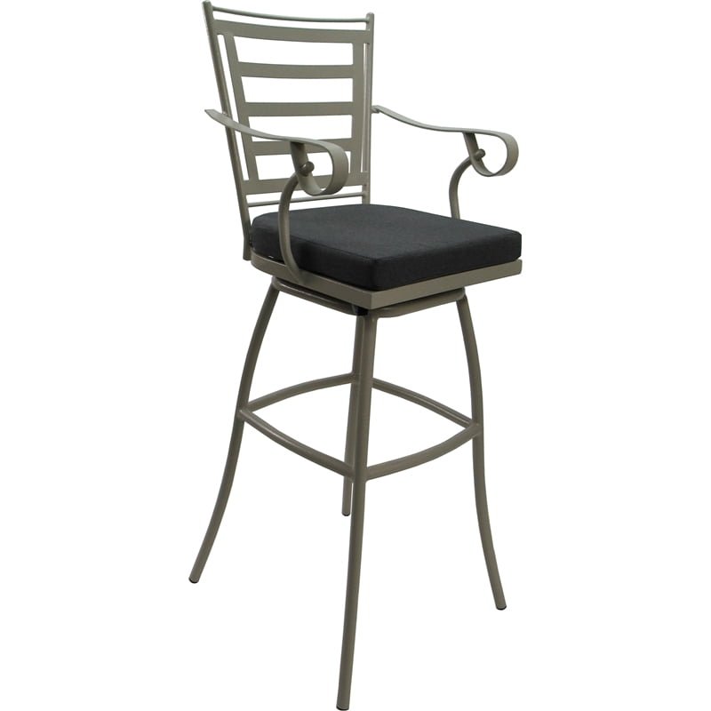 Outdoor/Indoor Counter Stool 26" Seat - Jordan with Arms - Charcoal ...