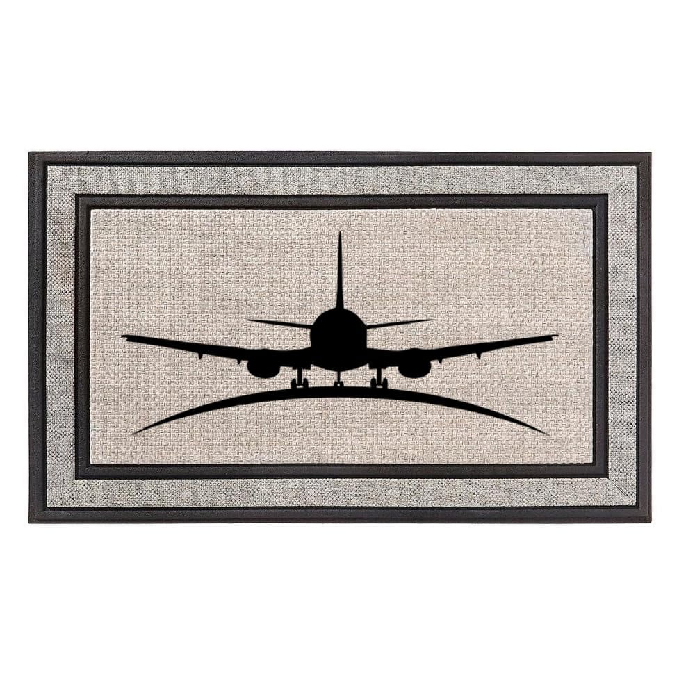 Outdoor Indoor Doormat 18" x 30" Gray/Beige/Black Rubber Backed Door ...