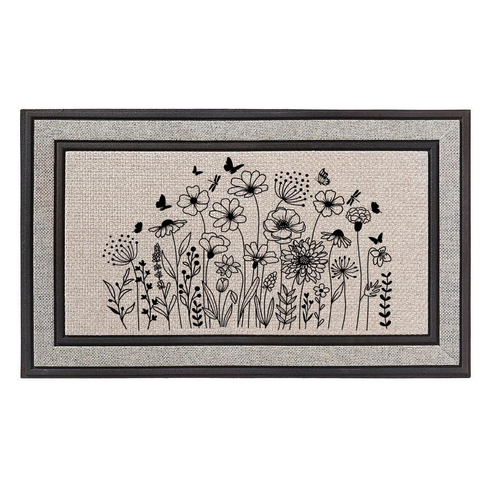 Outdoor Indoor Doormat 18" x 30" Gray/Beige/Black Rubber Backed Door ...
