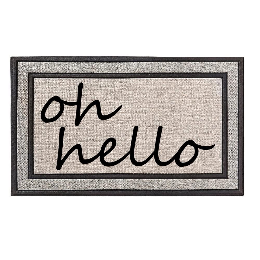 Outdoor Indoor Doormat 18" x 30" Gray/Beige/Black Rubber Backed Door ...