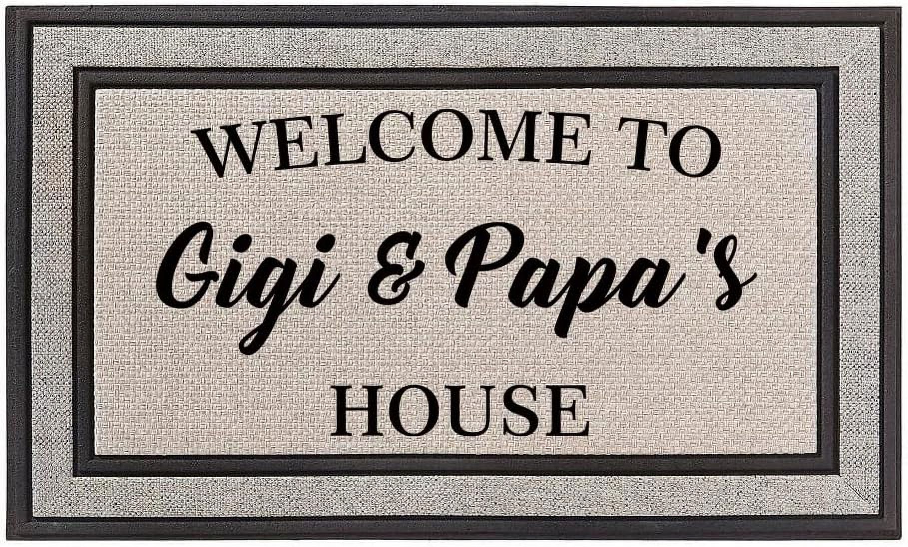 Outdoor Indoor Doormat Gray Beige Door Mat Welcome to Gigi and Papa's ...
