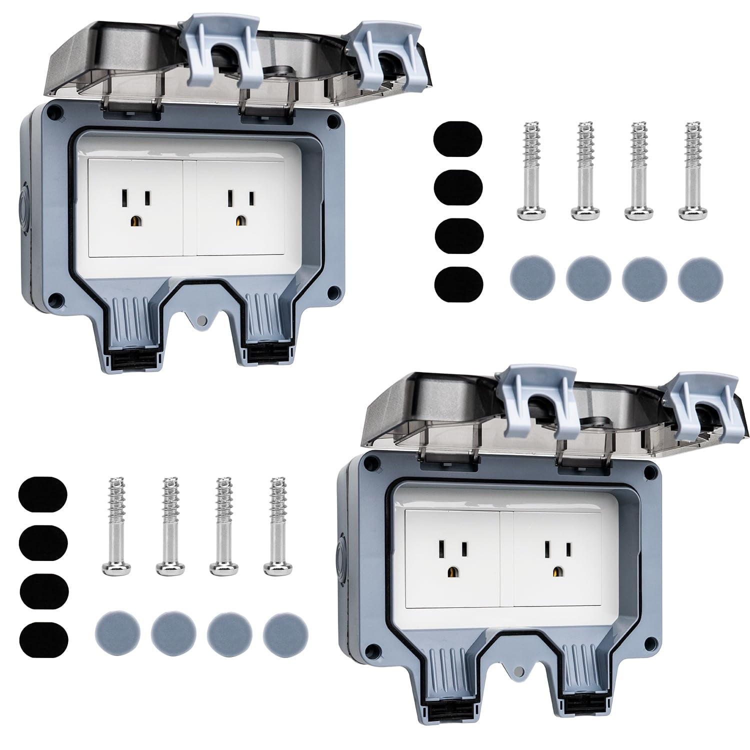 Outdoor Indoor Electric Plugs Outlets with Double Plug Socket, 15Amp ...