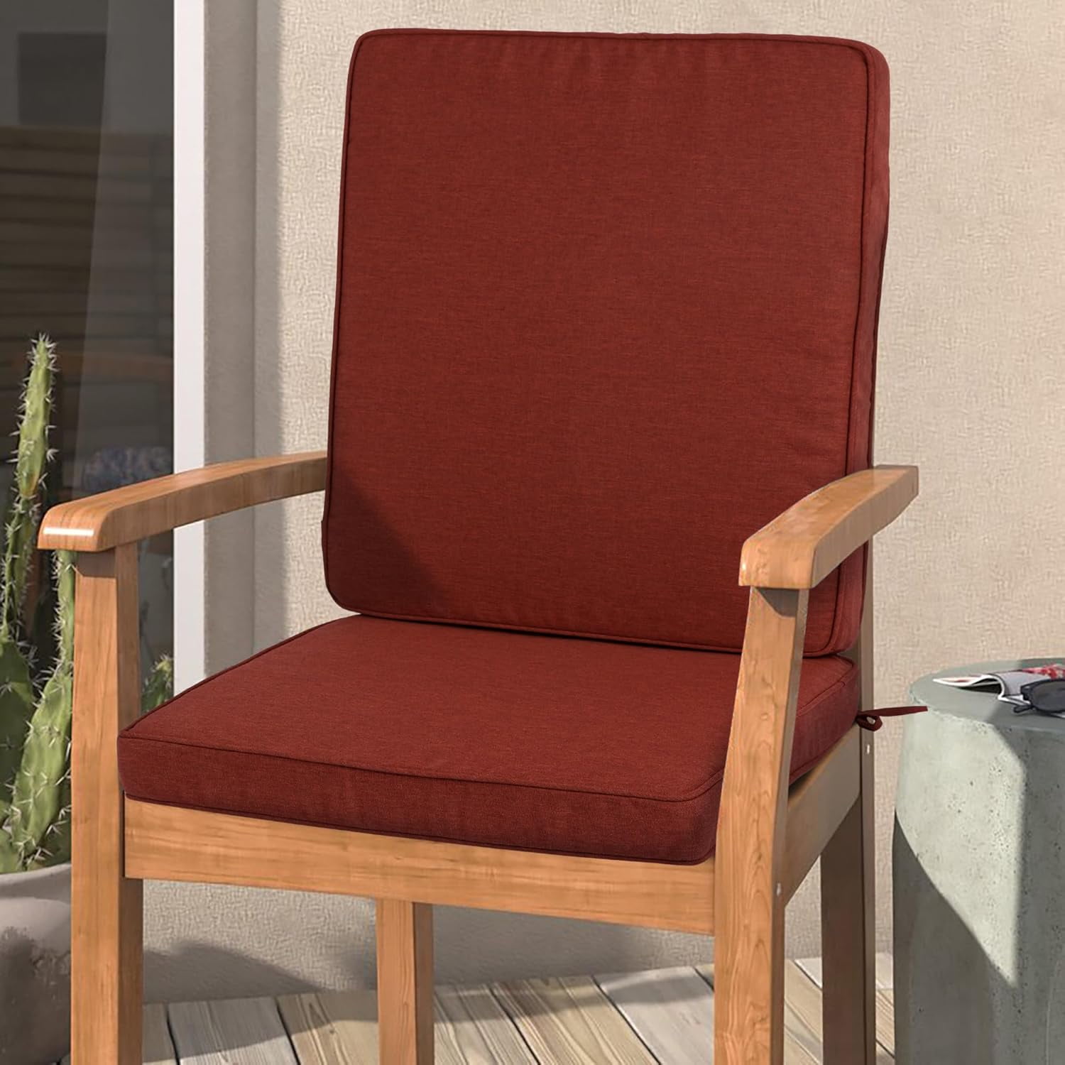 Outdoor/Indoor High Back Square Corner Chair Cushion with Handle & Ties ...