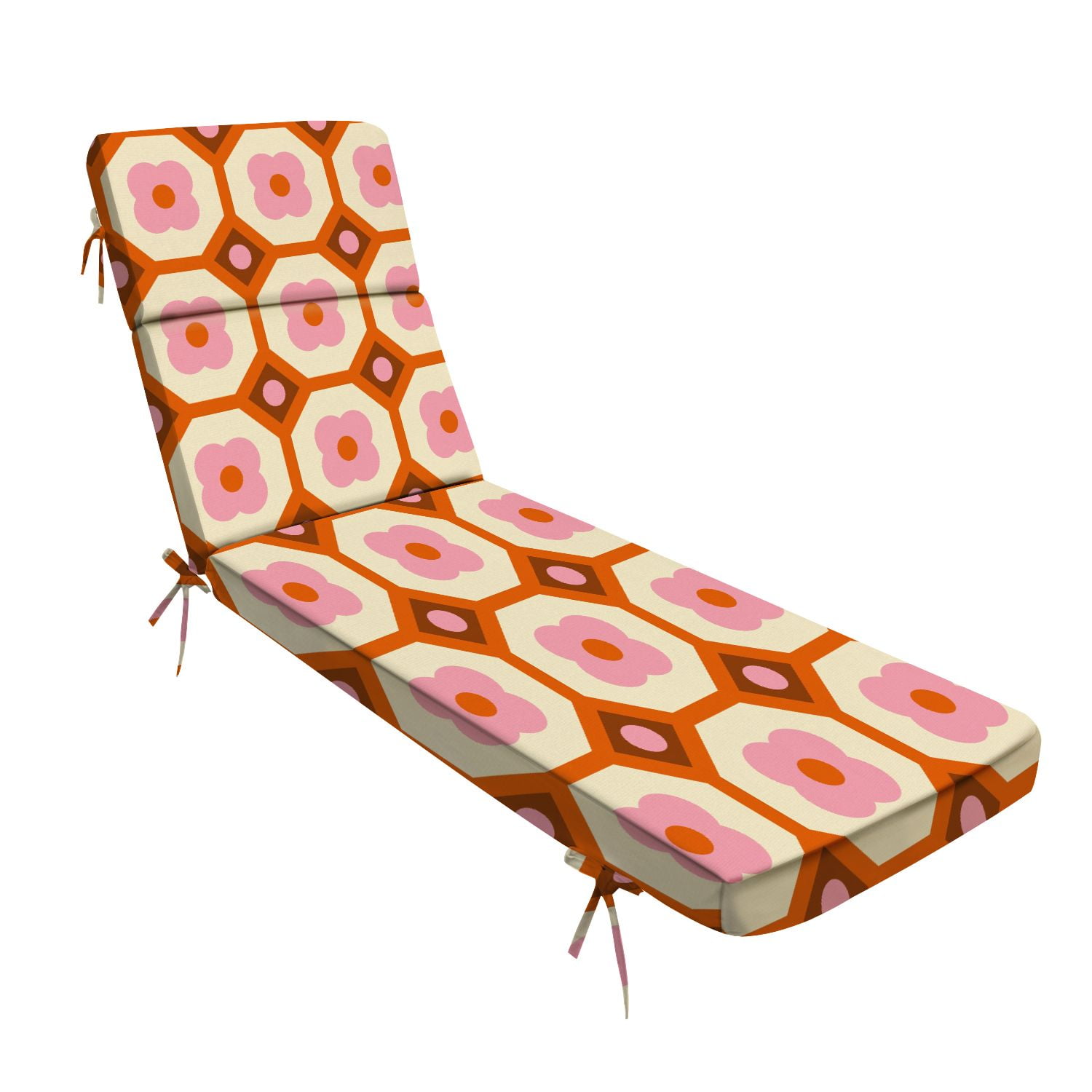 Outdoor Indoor Lounge Patio Cushion 70s Retro Seamless Pattern Orange ...