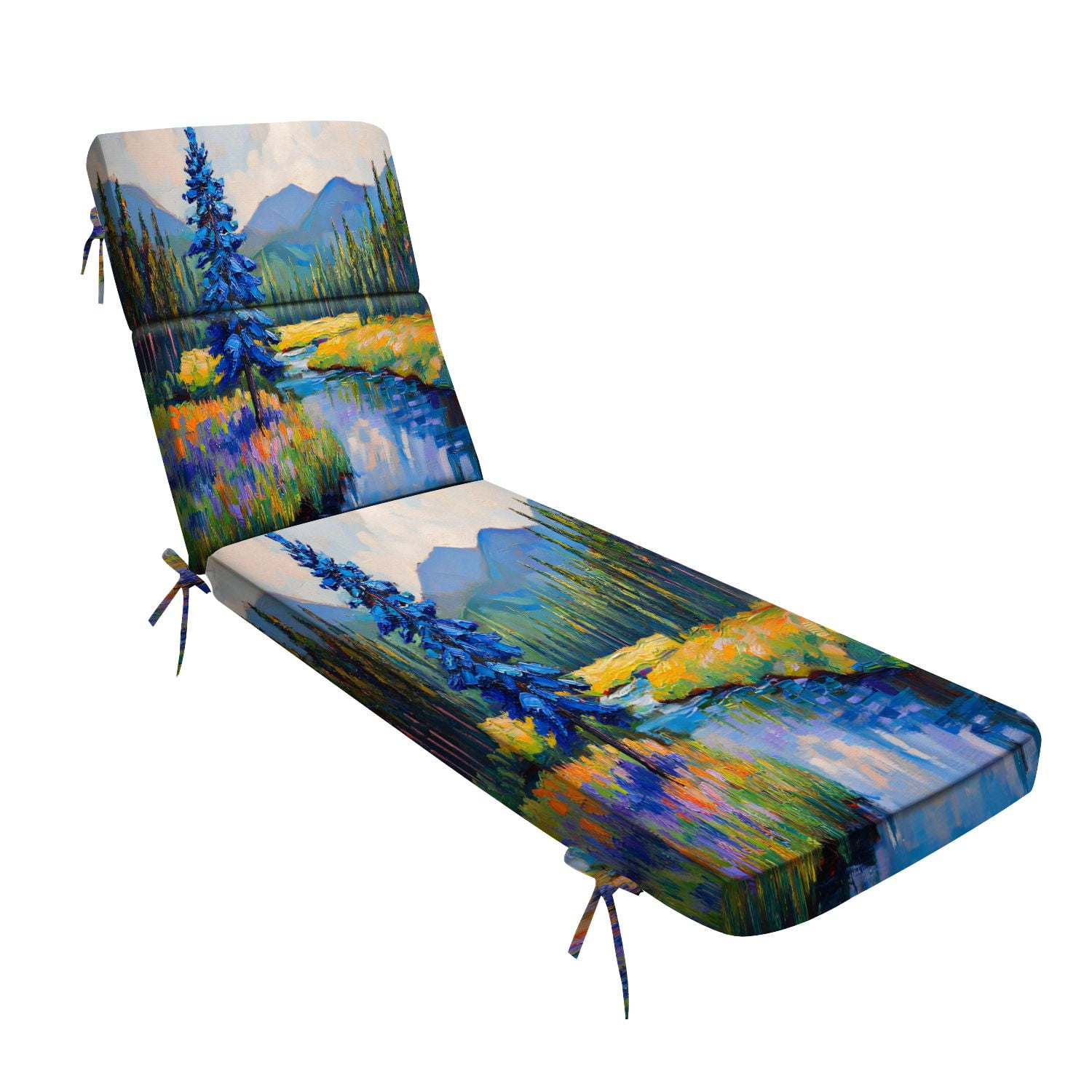 Outdoor Indoor Lounge Patio Cushion Blue Tree Forest Landscape Rustic ...