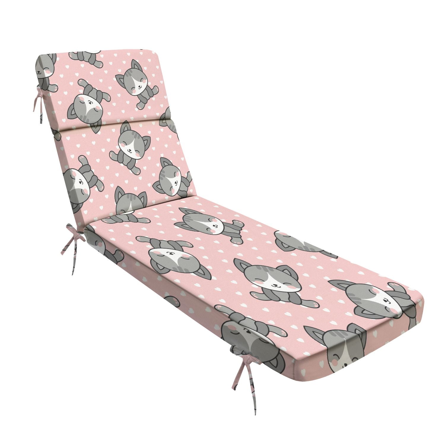 Outdoor Indoor Lounge Patio Cushion Cute Cats Heart Dots Seamless Pink ...